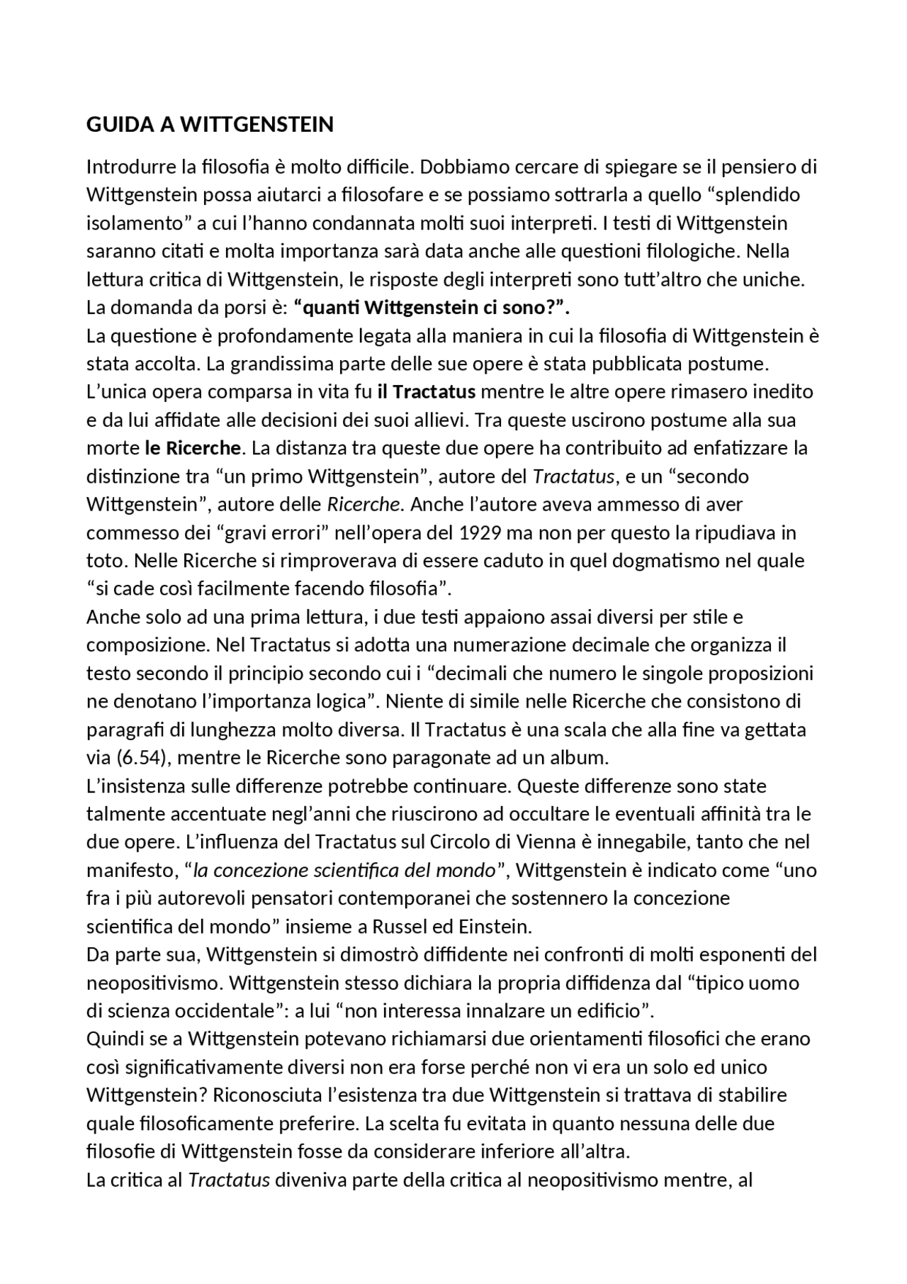 Guida A Wittgenstein Dispense Di Filosofia Del Linguaggio Docsity