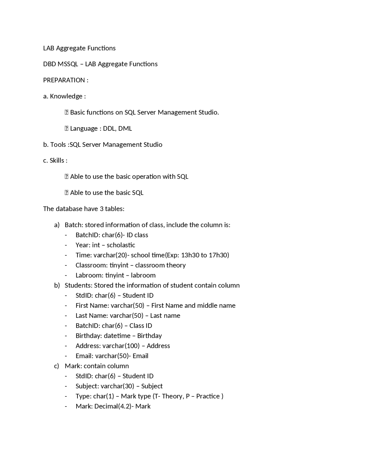 Database design and development - Docsity