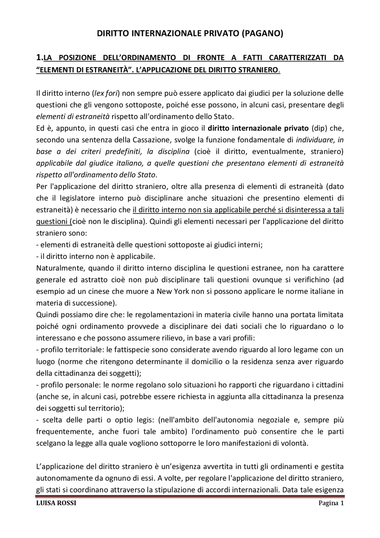 Dispensa Diritto Internazionale Privato Docsity