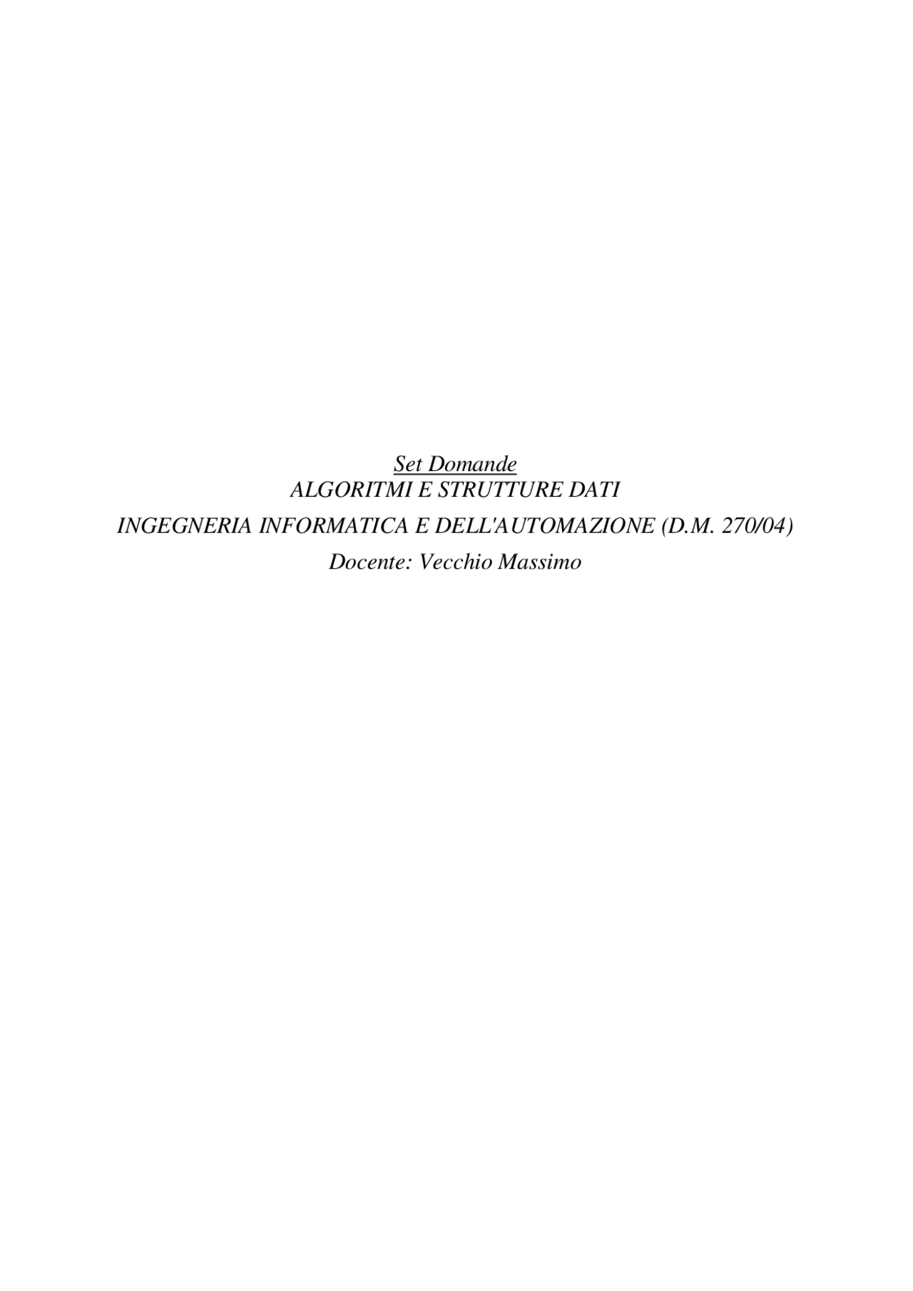 Risposte Multiple Paniere Di Algoritmi E Strutture Dati Ecampus