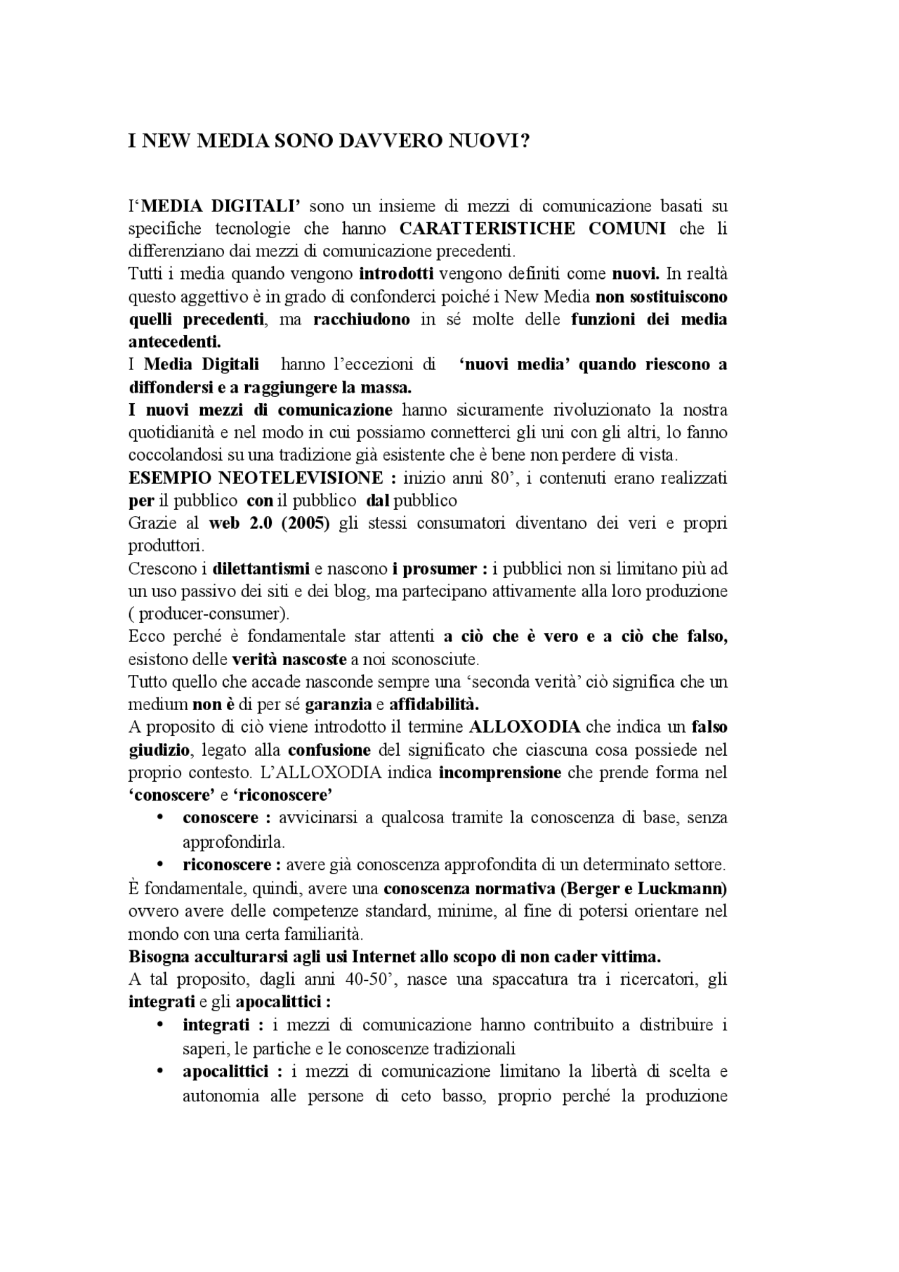Sociologia Dei New Media Riassunto Docsity