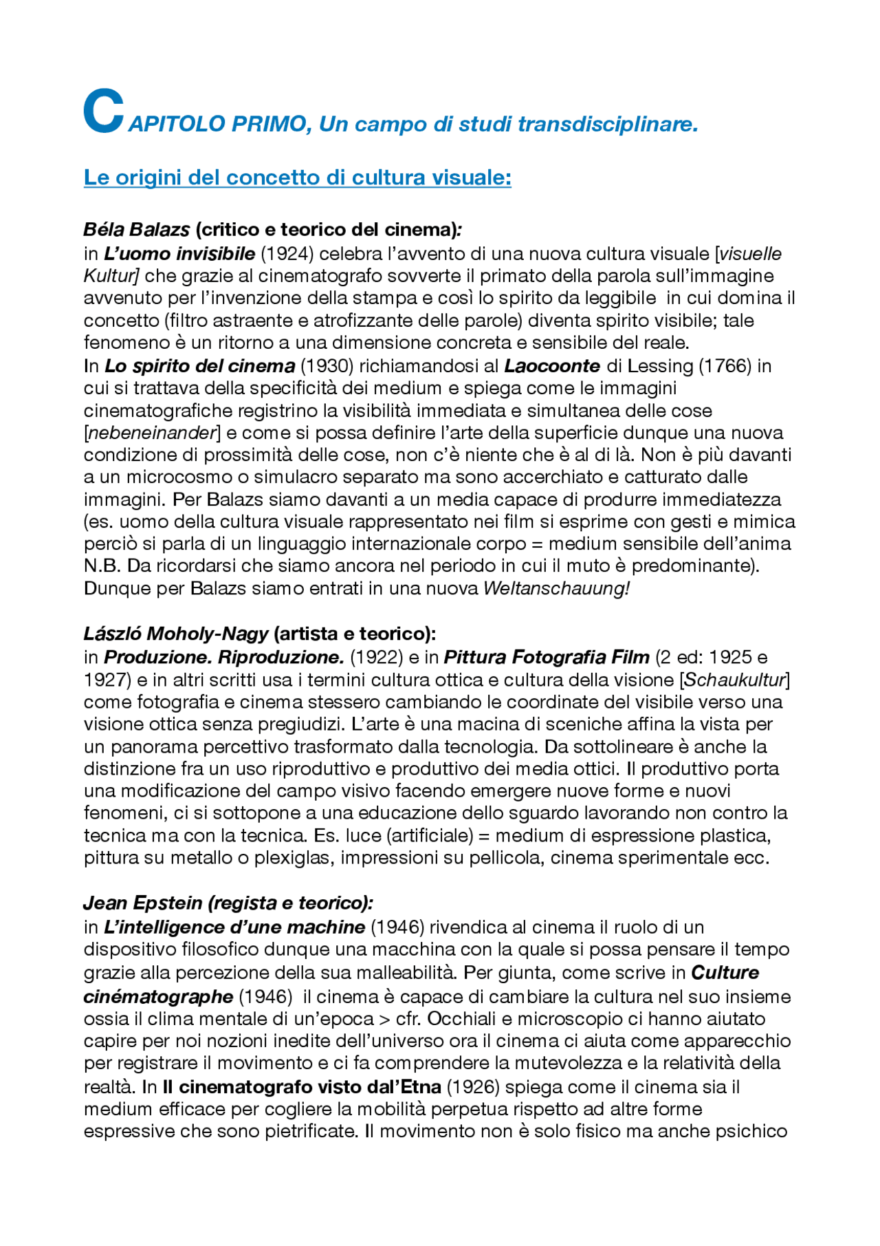 Cultura Visuale 1° Capitolo Di Pinotti E Somaini Docsity