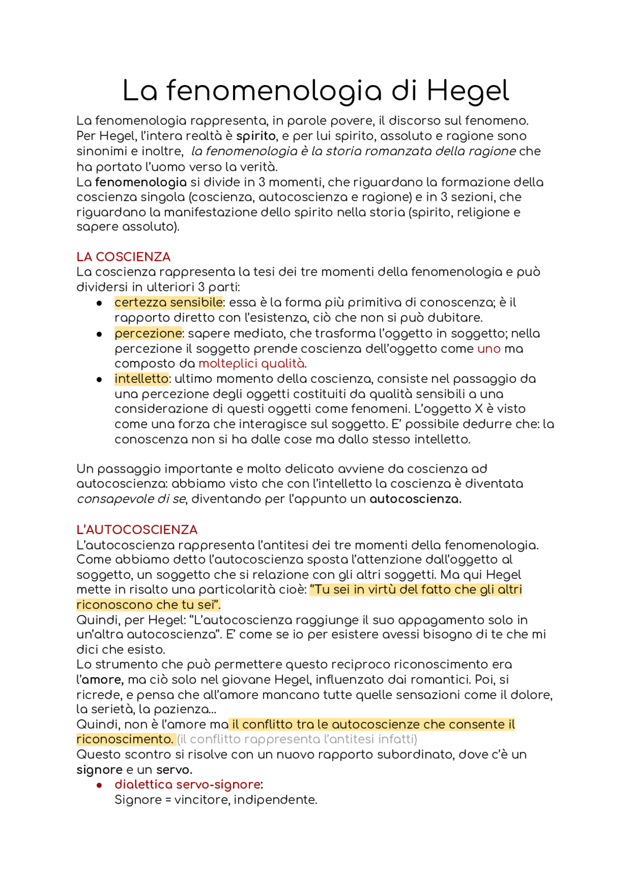 Hegel Fenomenologia E Enciclopedia Delle Scienze Filosofiche Docsity