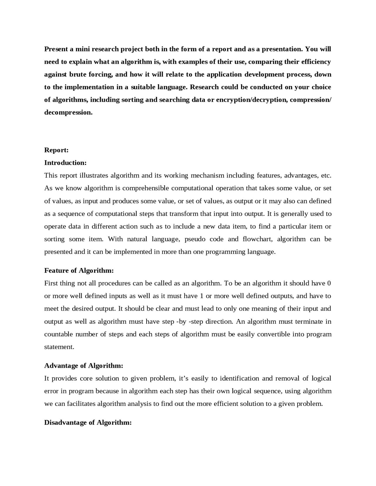 Algorithim Programming Docsity