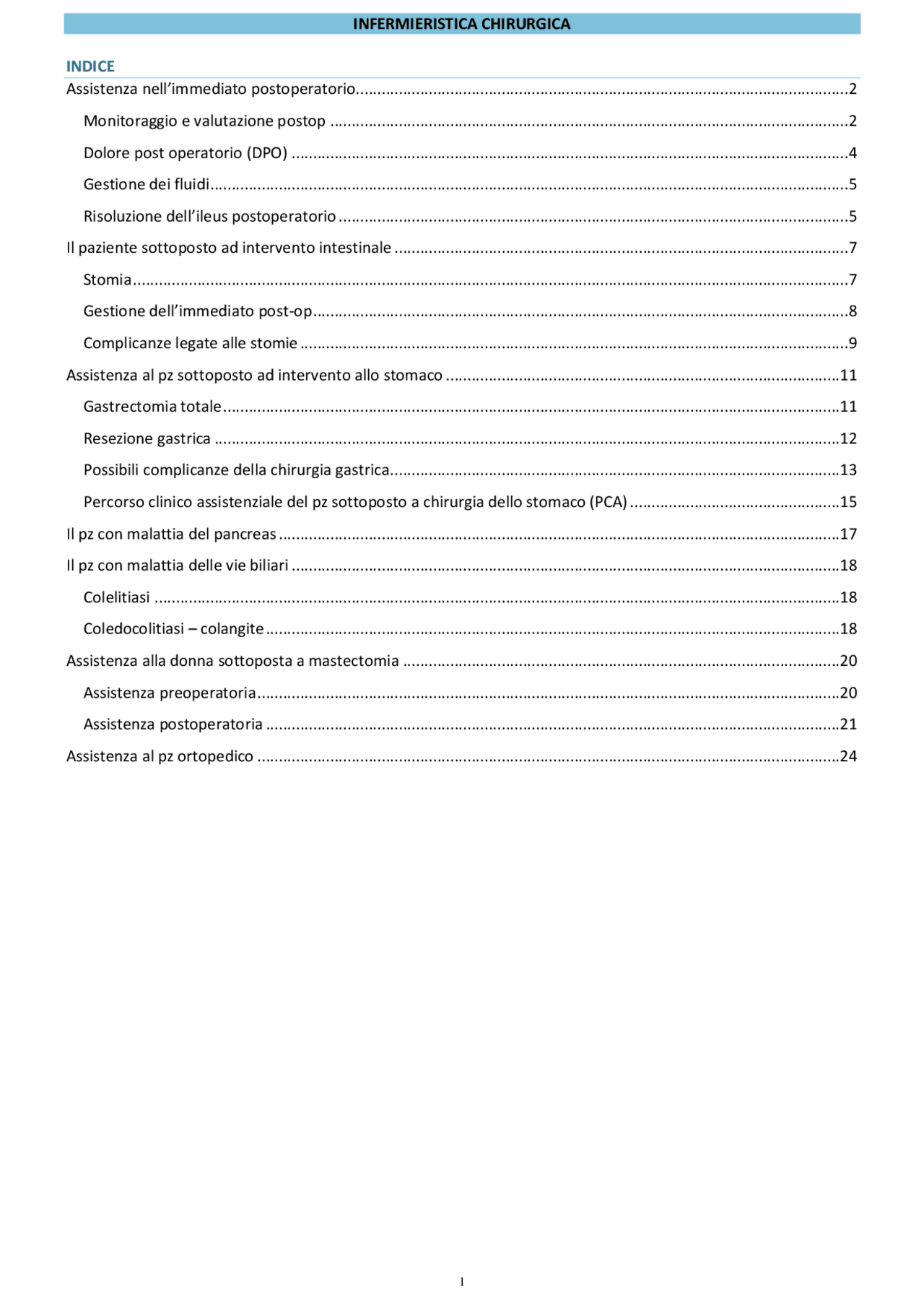 Infermieristica Chirurgica Docsity