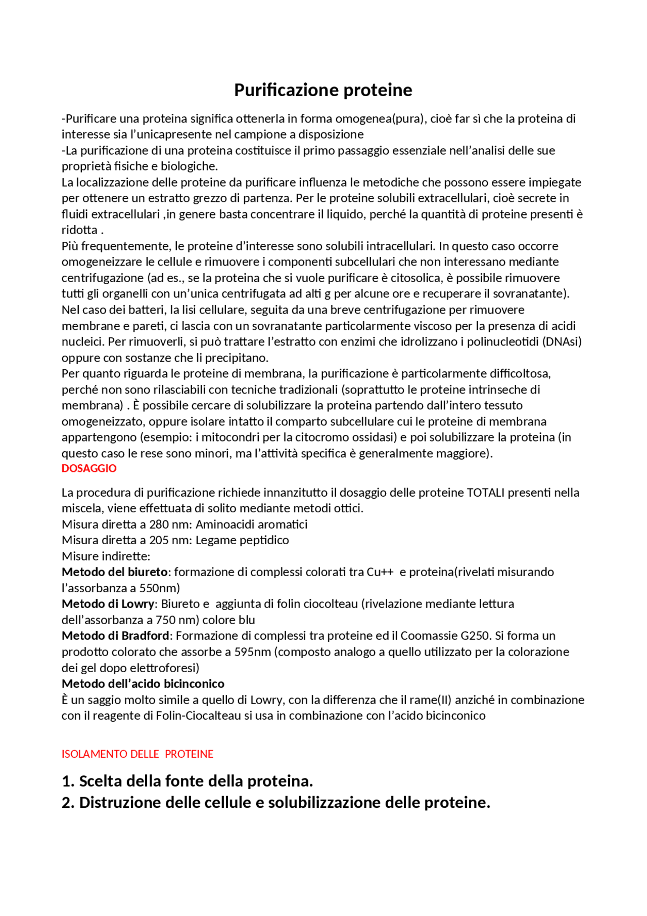 Metodologie Biochimiche Riassunti Slide Docsity
