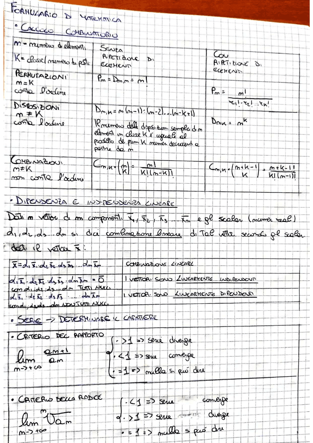 Formulario Di Matematica Generale Docsity