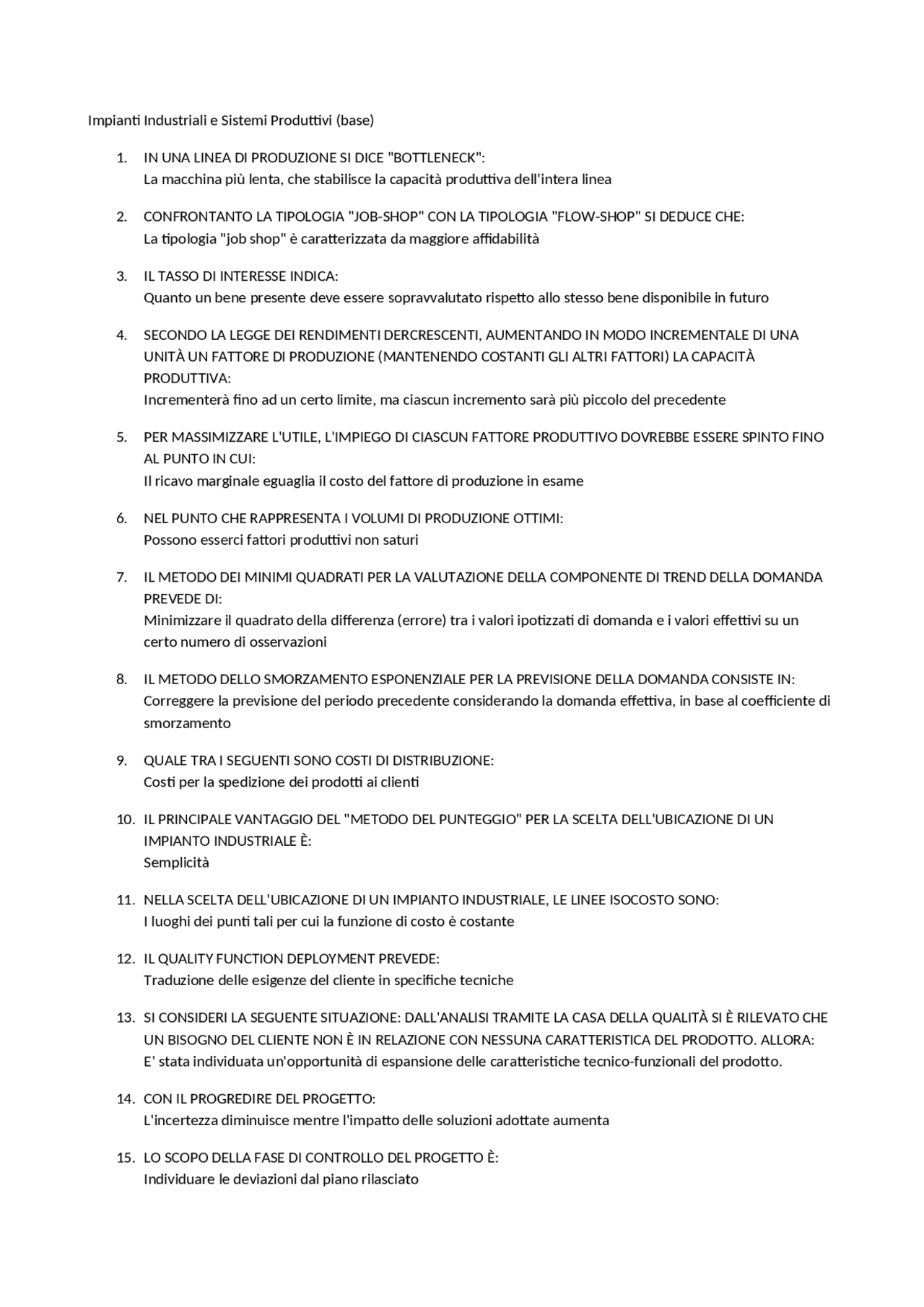 Impianti Industriali E Sistemi Produttivi Docsity
