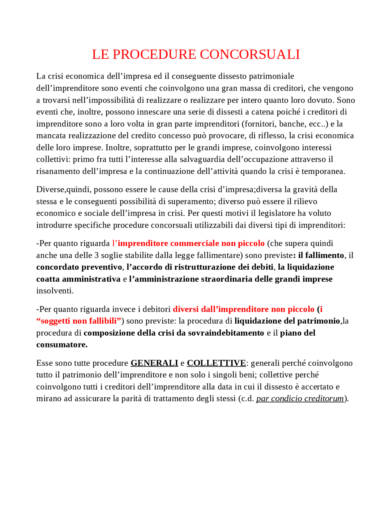 Procedure Concorsuali Docsity
