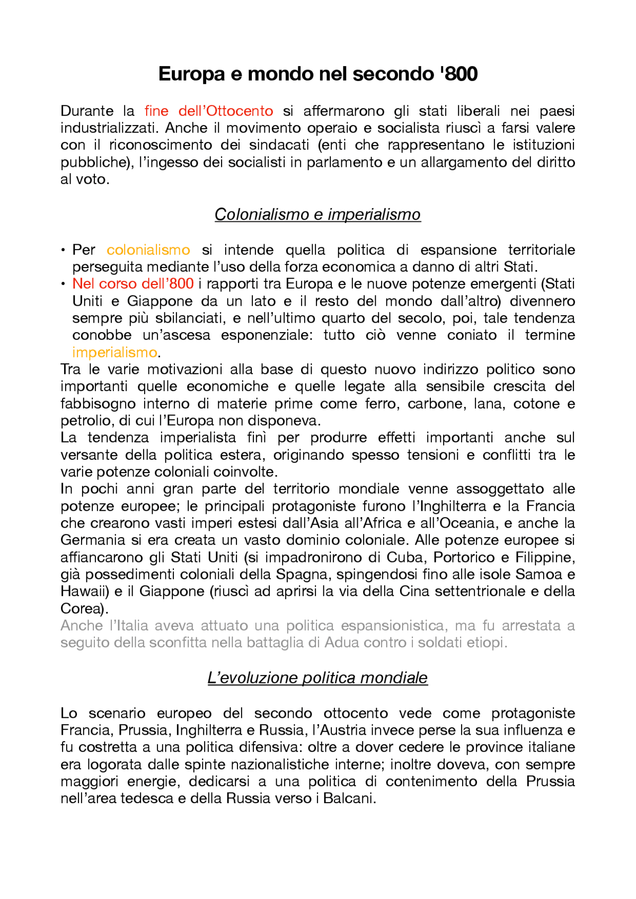 Il Mondo Liberale Storia Docsity