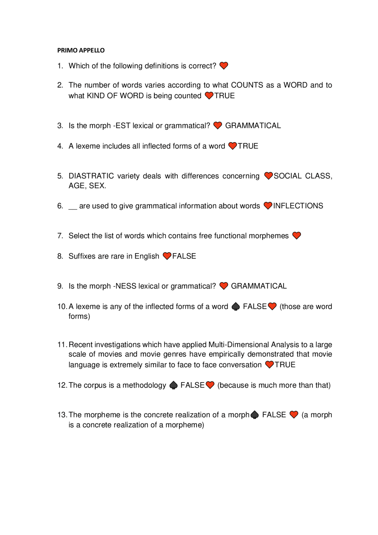 Domande di esame Morfosintassi Inglese Forchini 2020/2021 - Docsity