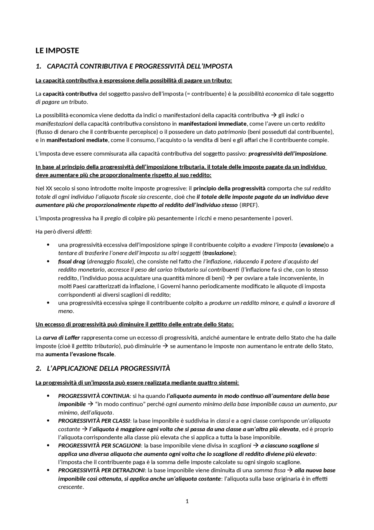 Le Imposte Appunti Di Economia Politica Docsity