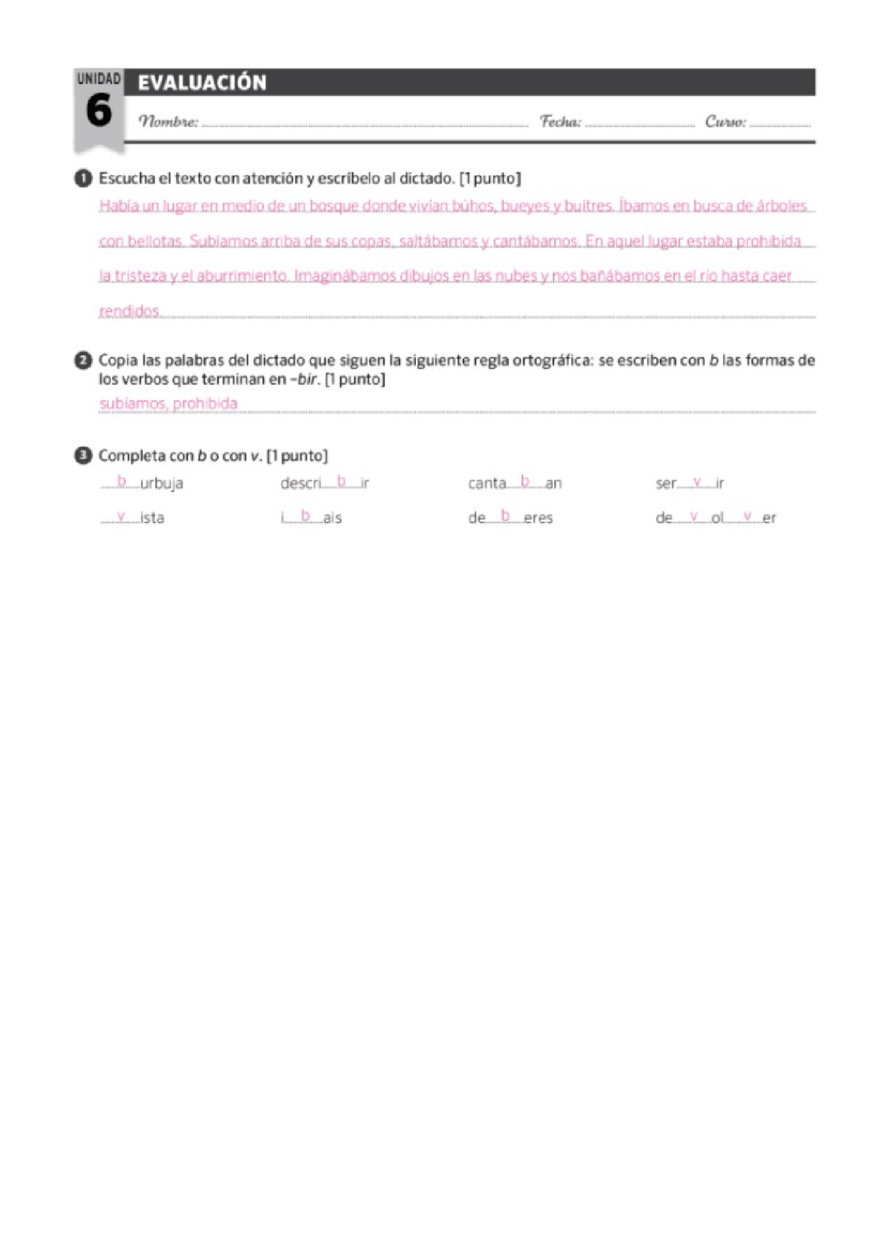 Examen tema 6 con solución lenguaje - Docsity
