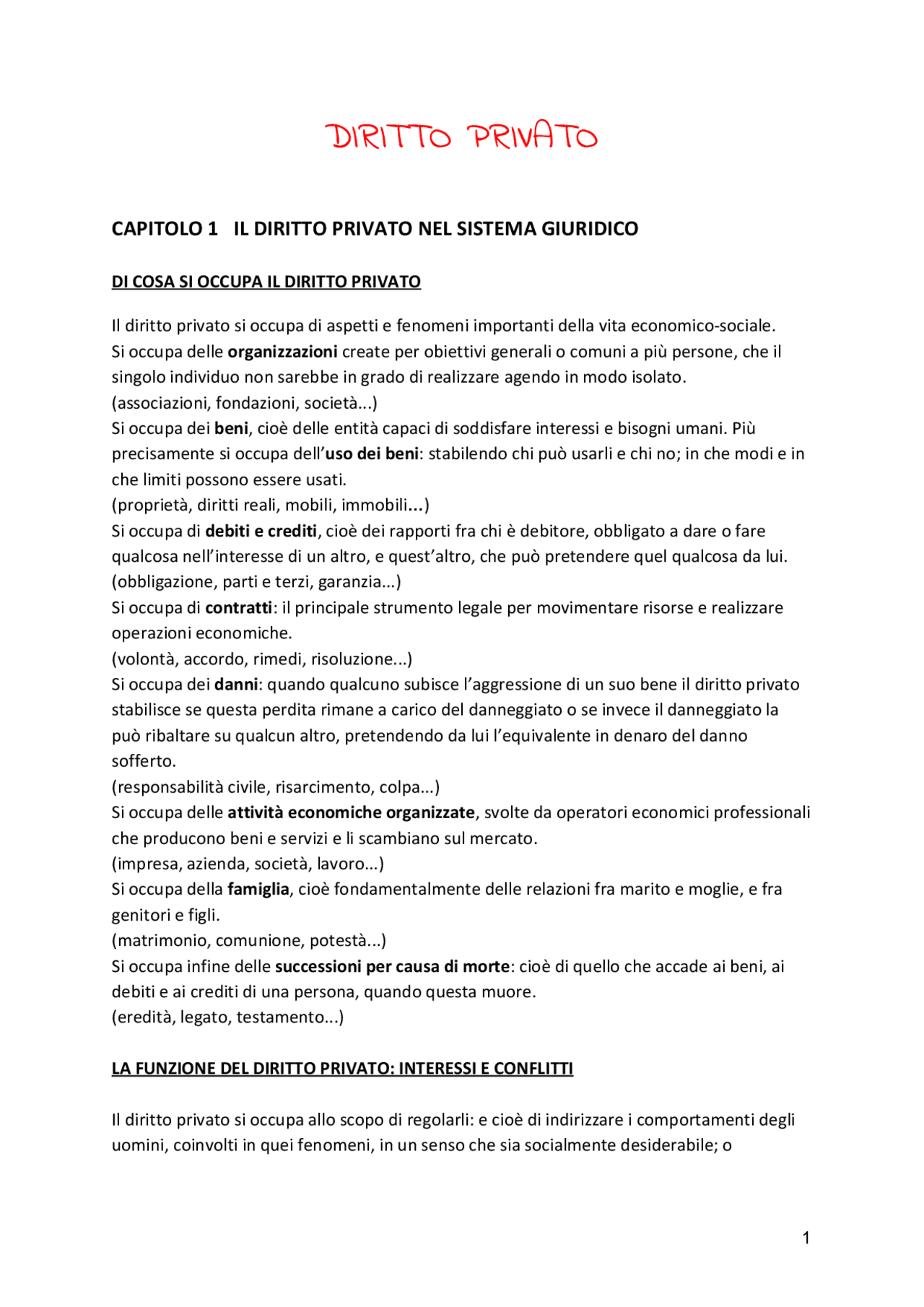 Diritto Privato Sintesi Del Corso Di Diritto Privato Docsity