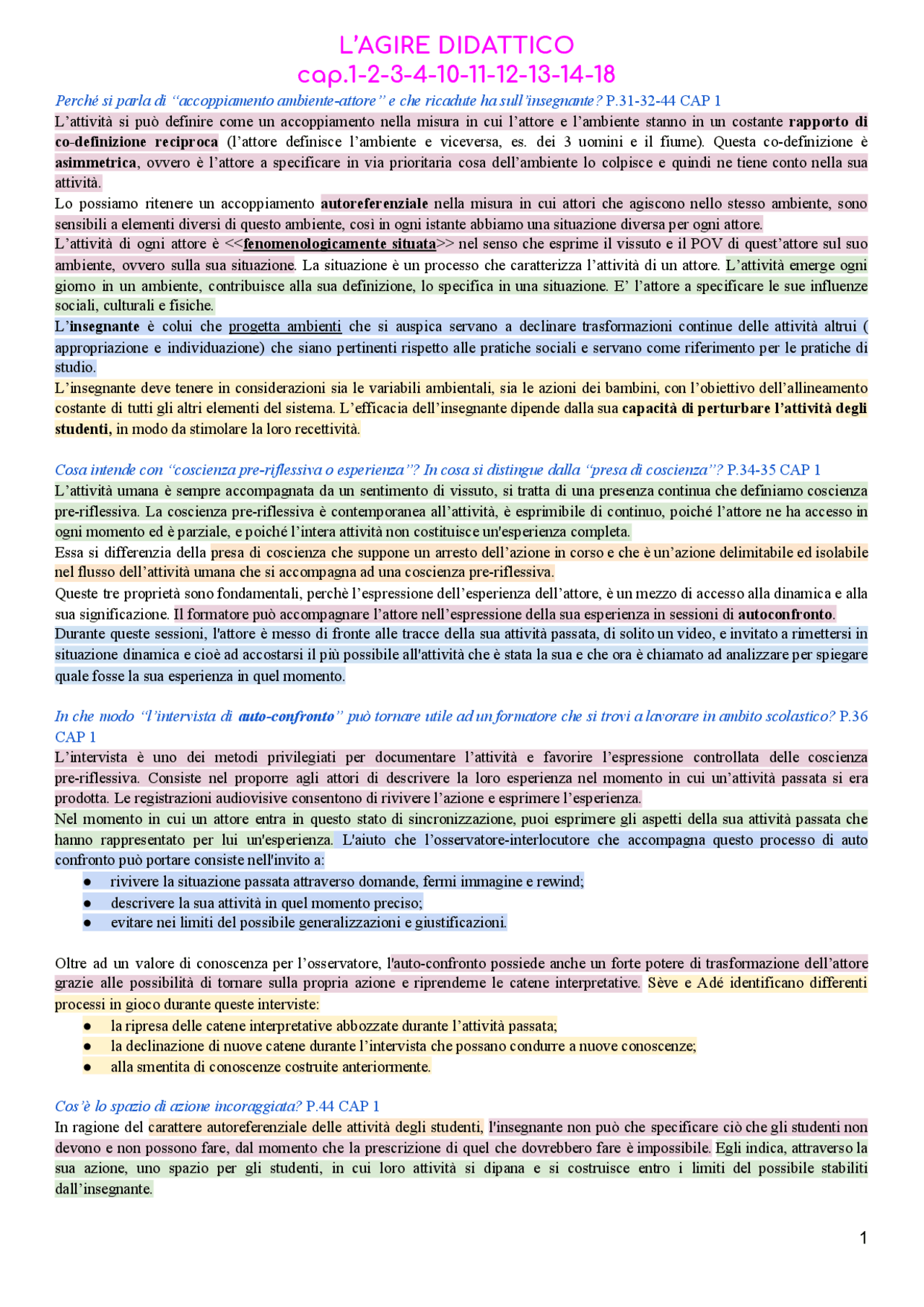 Risposte Domande Agire Didattico Docsity