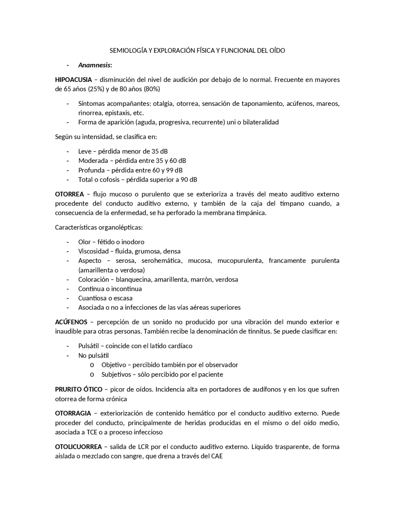 Semiología Y Exploración Física De Oído Docsity