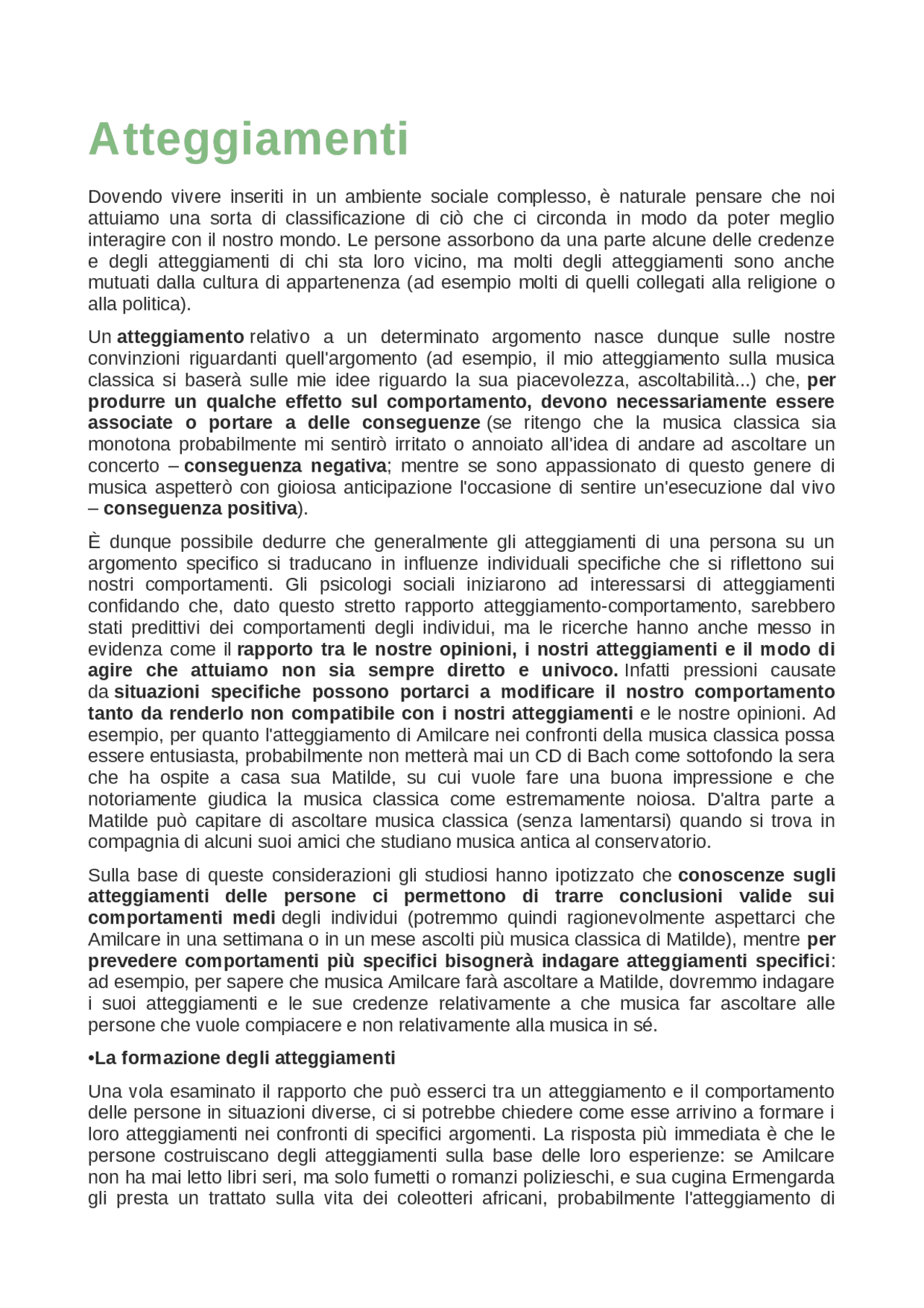 Atteggiamenti Psicologia Sociale Docsity