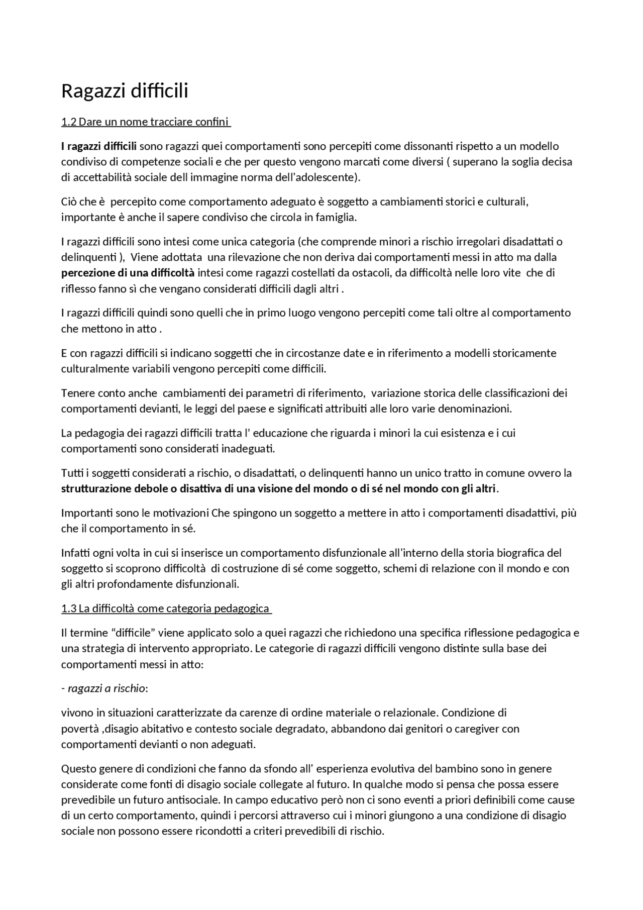Ragazzi Difficili Bertolini Docsity