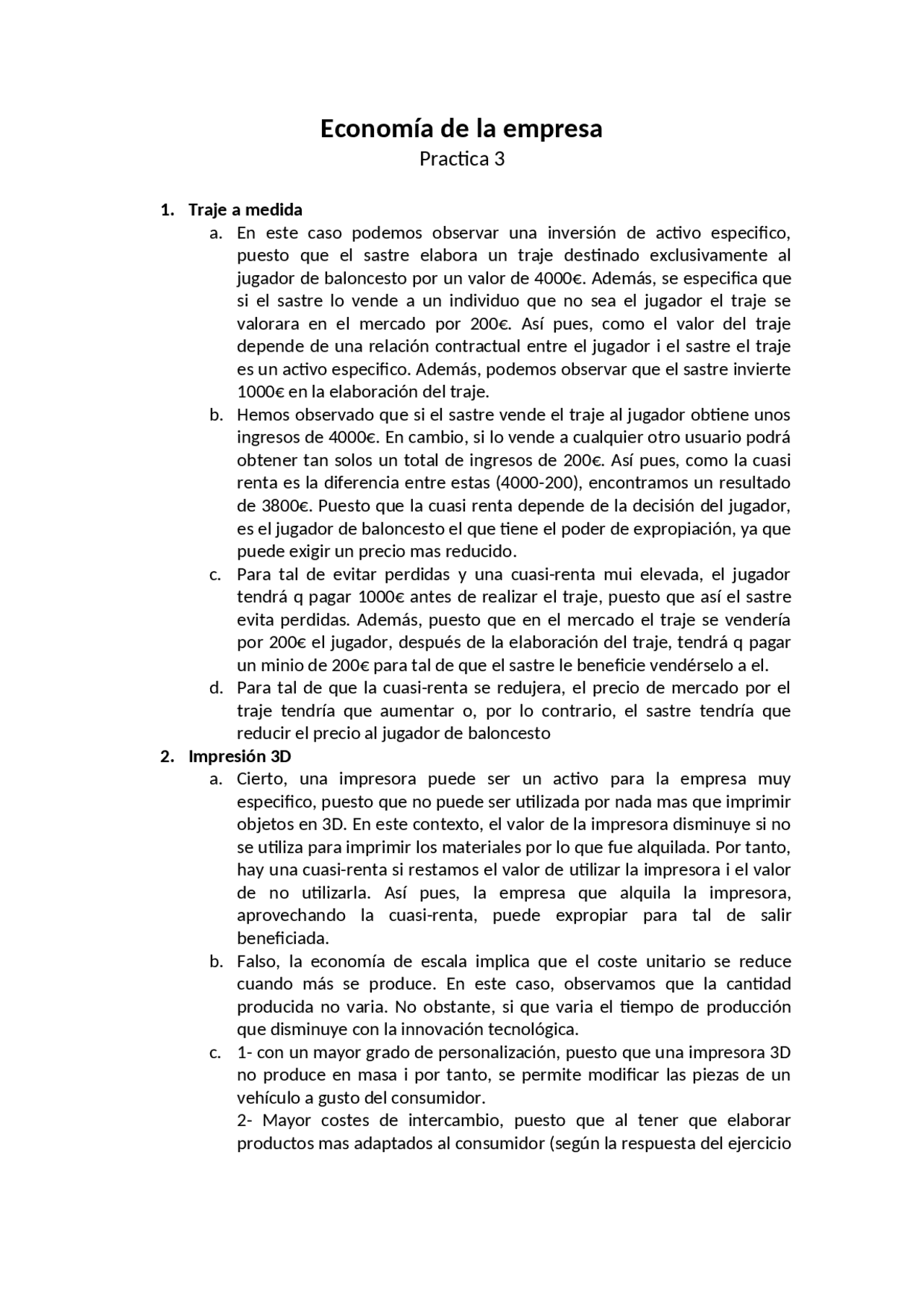Práctica 3 - economía de la empresa | Apuntes de Economía de la Empresa ...