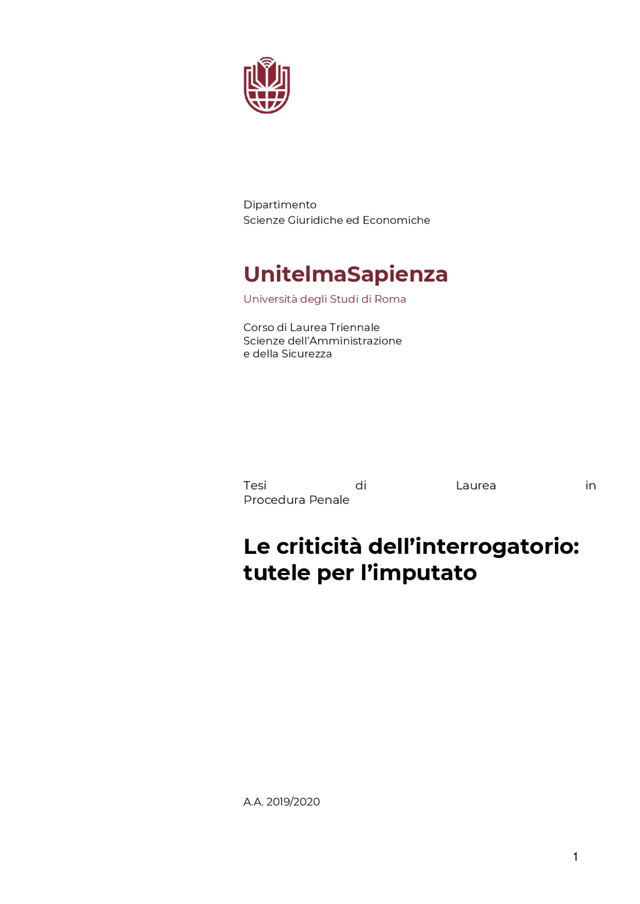 Tesi Di Laurea Di Procedura Penale Le Criticità Dellinterrogatorio