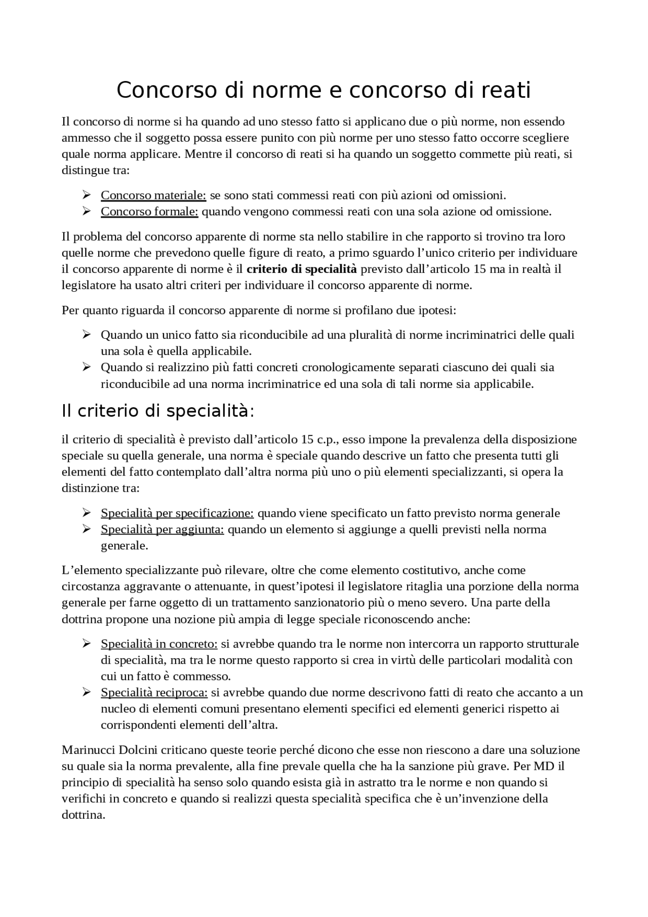 Concorso Di Norme E Concorso Di Reati Docsity