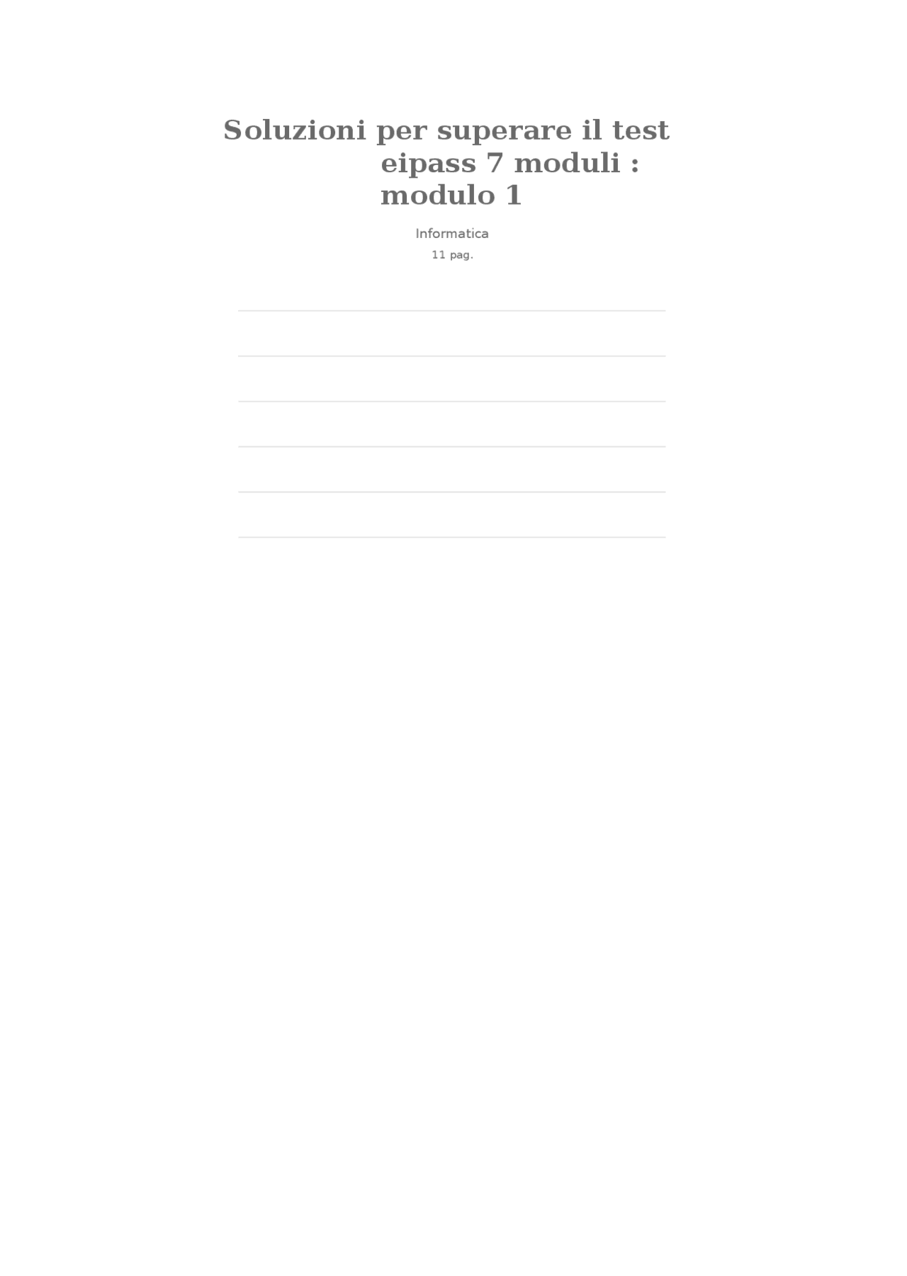 Eipass 7 Moduli Modulo 1 Prove Desame Di Computer Science Docsity