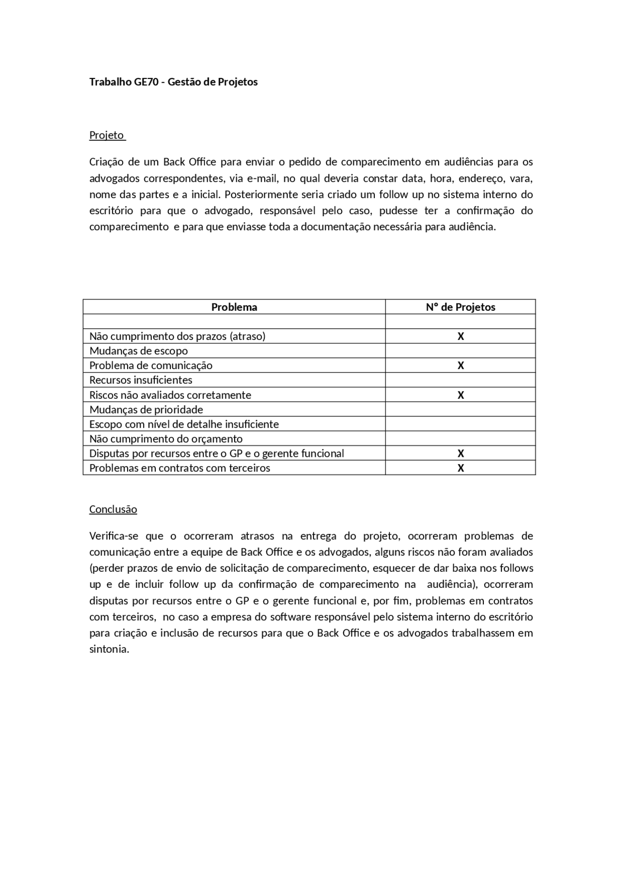 Gestão De Projetos Trabalho Para Aula Docsity