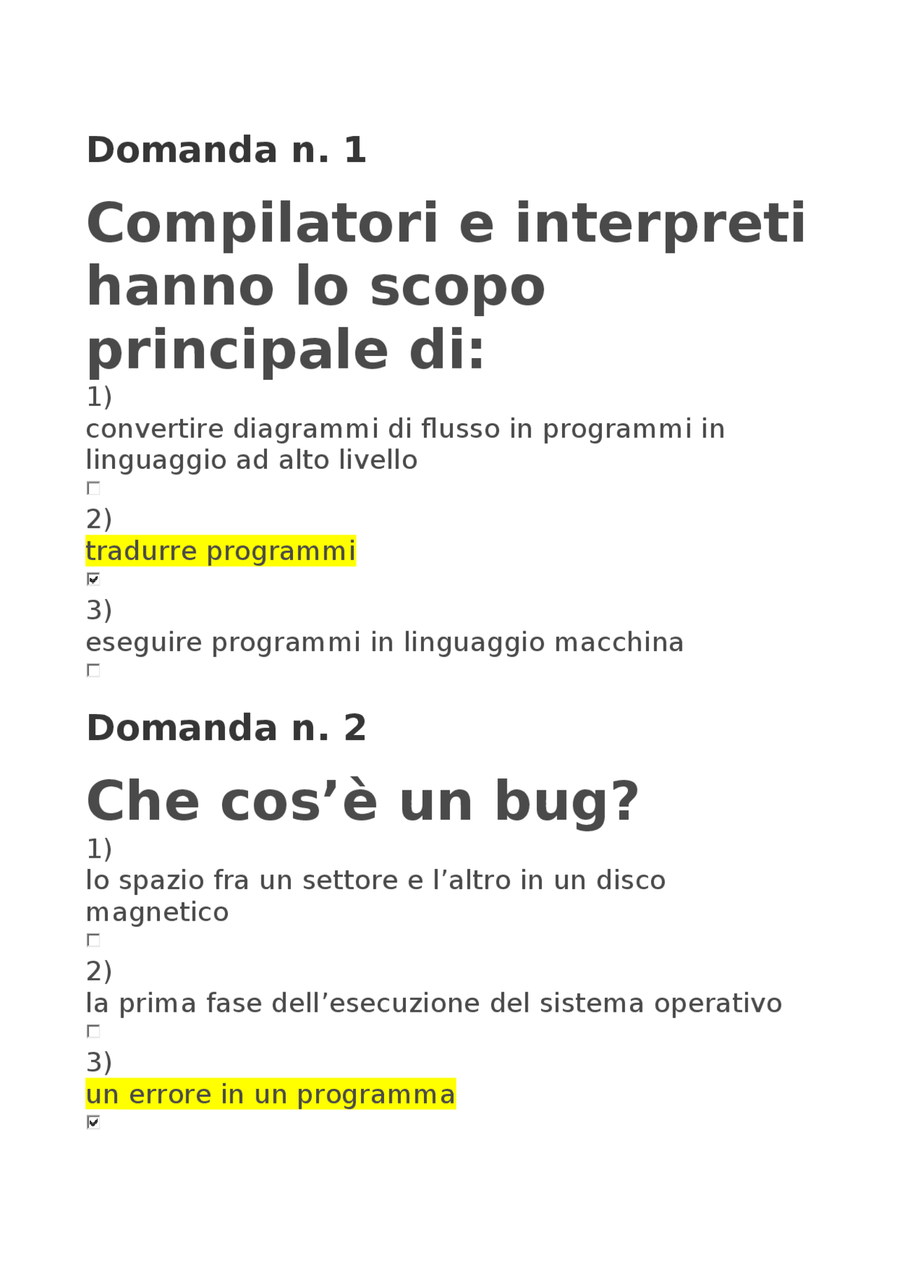 Primo Test Corso Coding 150 Ore Asset Scuola Docsity
