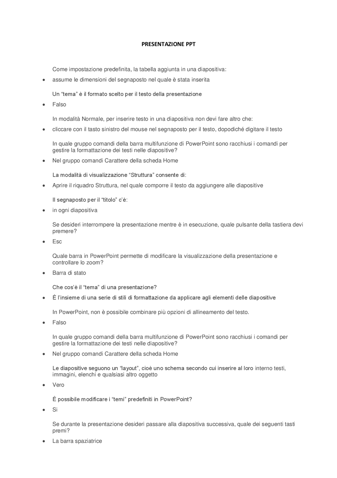 SIMULAZIONE CON RISPOSTE ESATTE ESAME EIPASS- MODULO 7 | Appunti di Informatica | Docsity