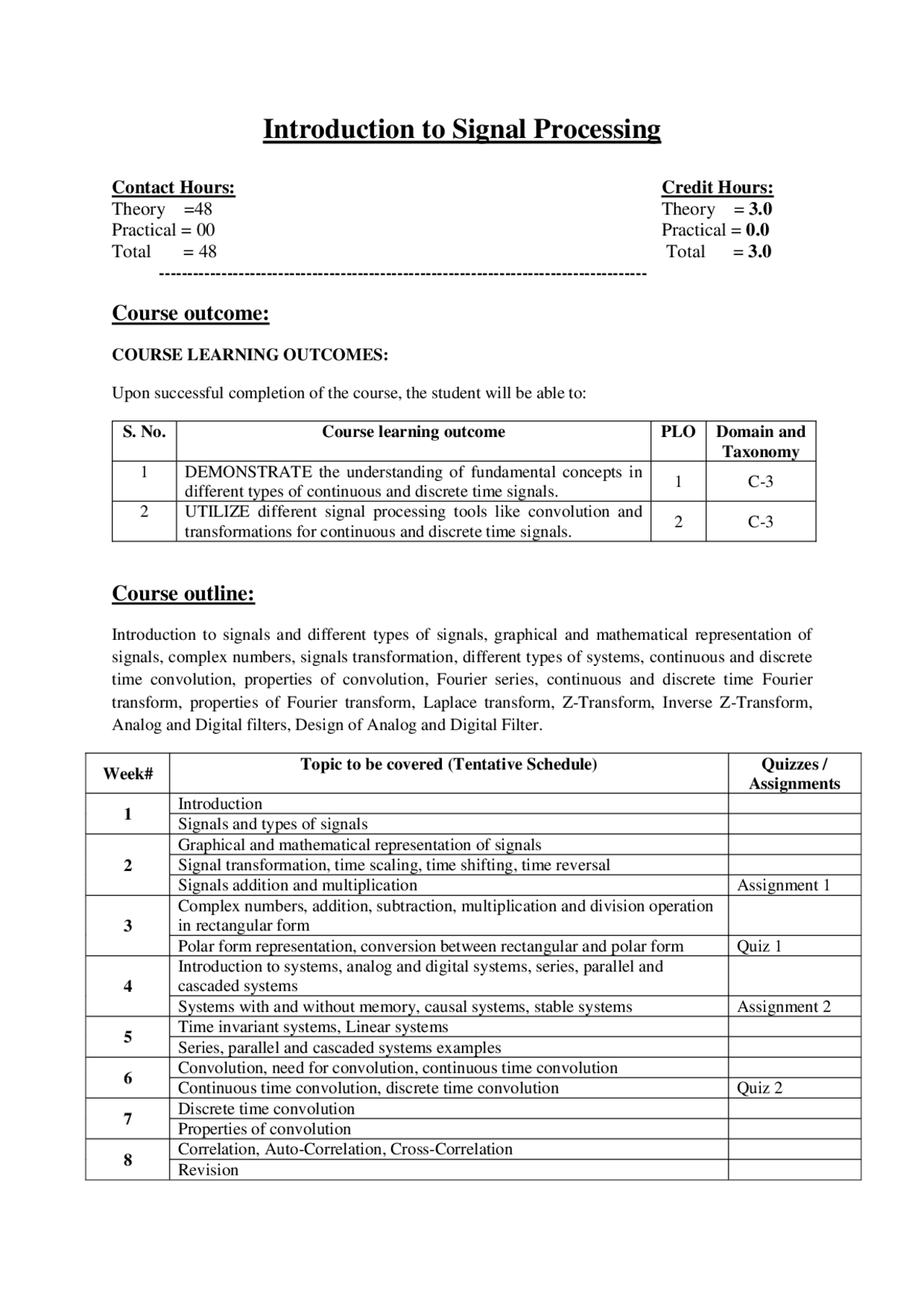 Signal Processing And Analysis Docsity