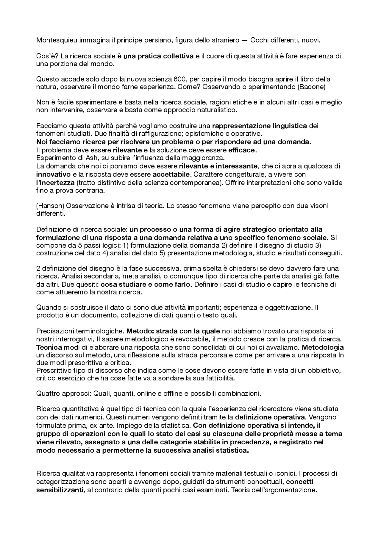 Appunti Esame Metodi Qualitativi Per La Ricerca Sociale Docsity