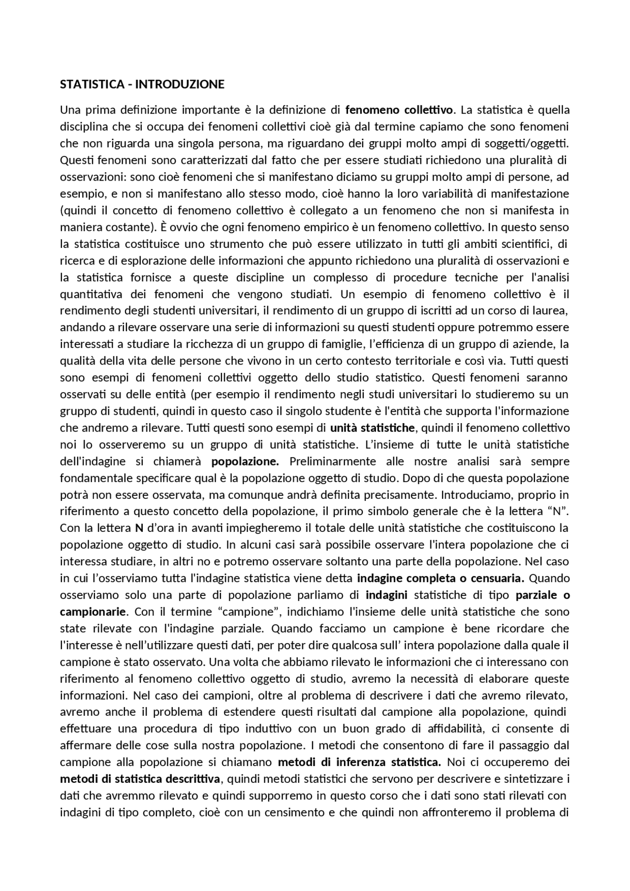 Statistica di base (terzo anno) - Docsity