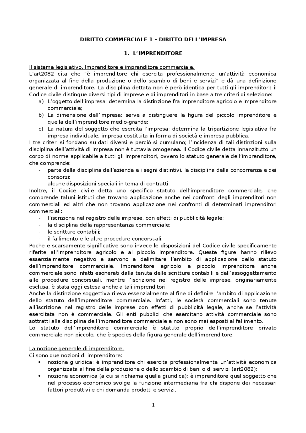 Riassunto Diritto Commerciale Campobasso Vol1 Docsity