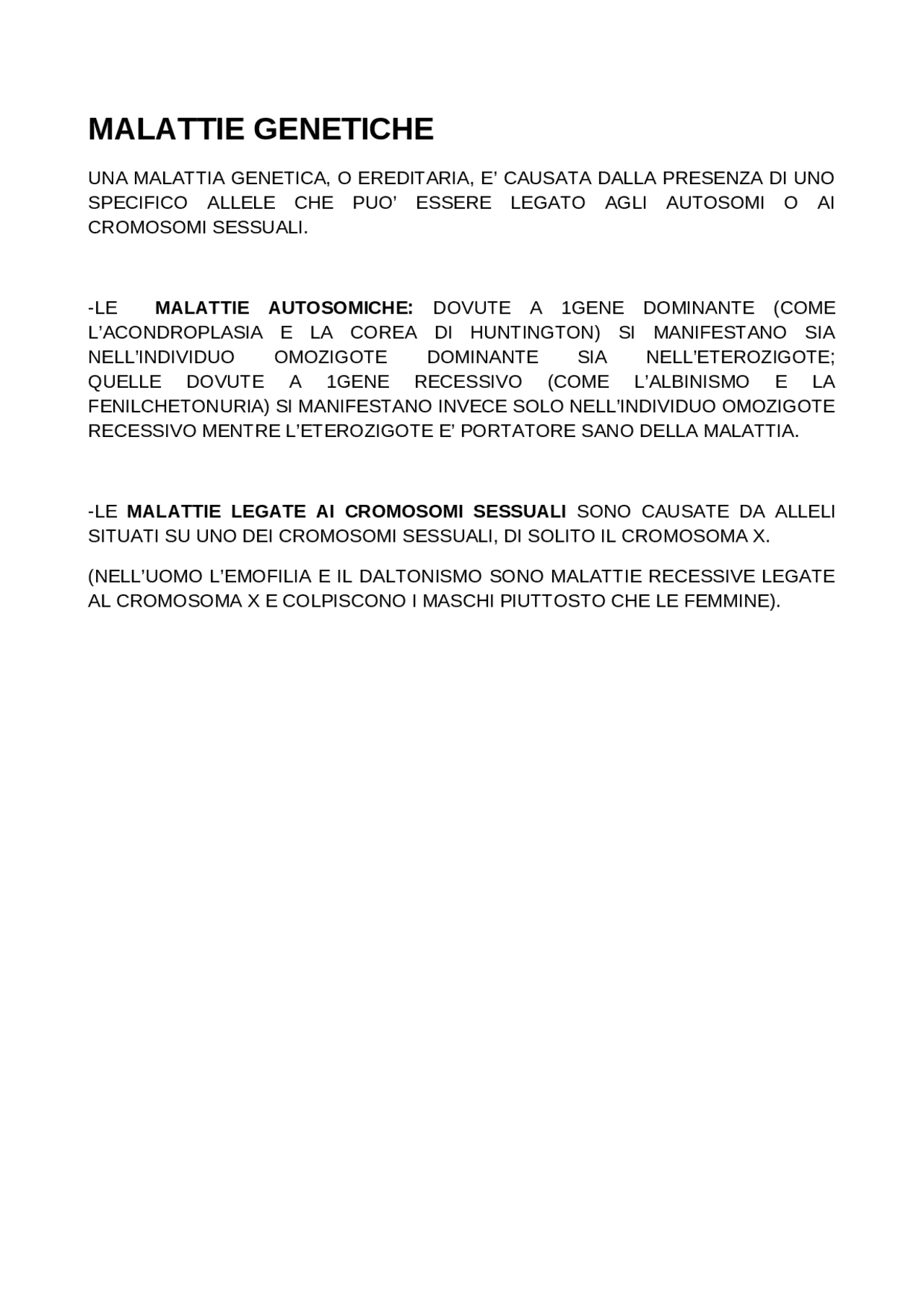 Malattie Genetiche Biologia Docsity