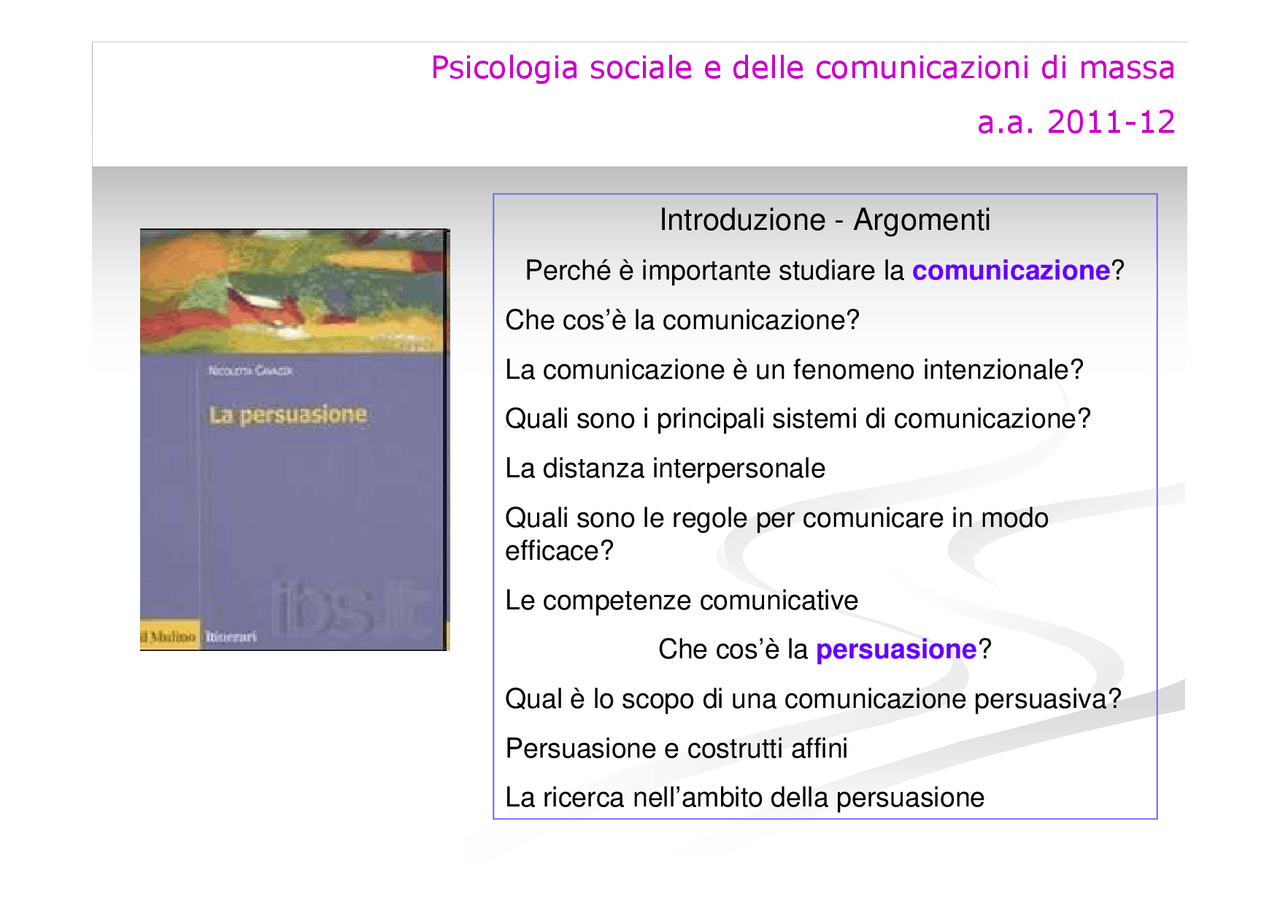 La Comunicazione Persuasiva Cavazza Docsity