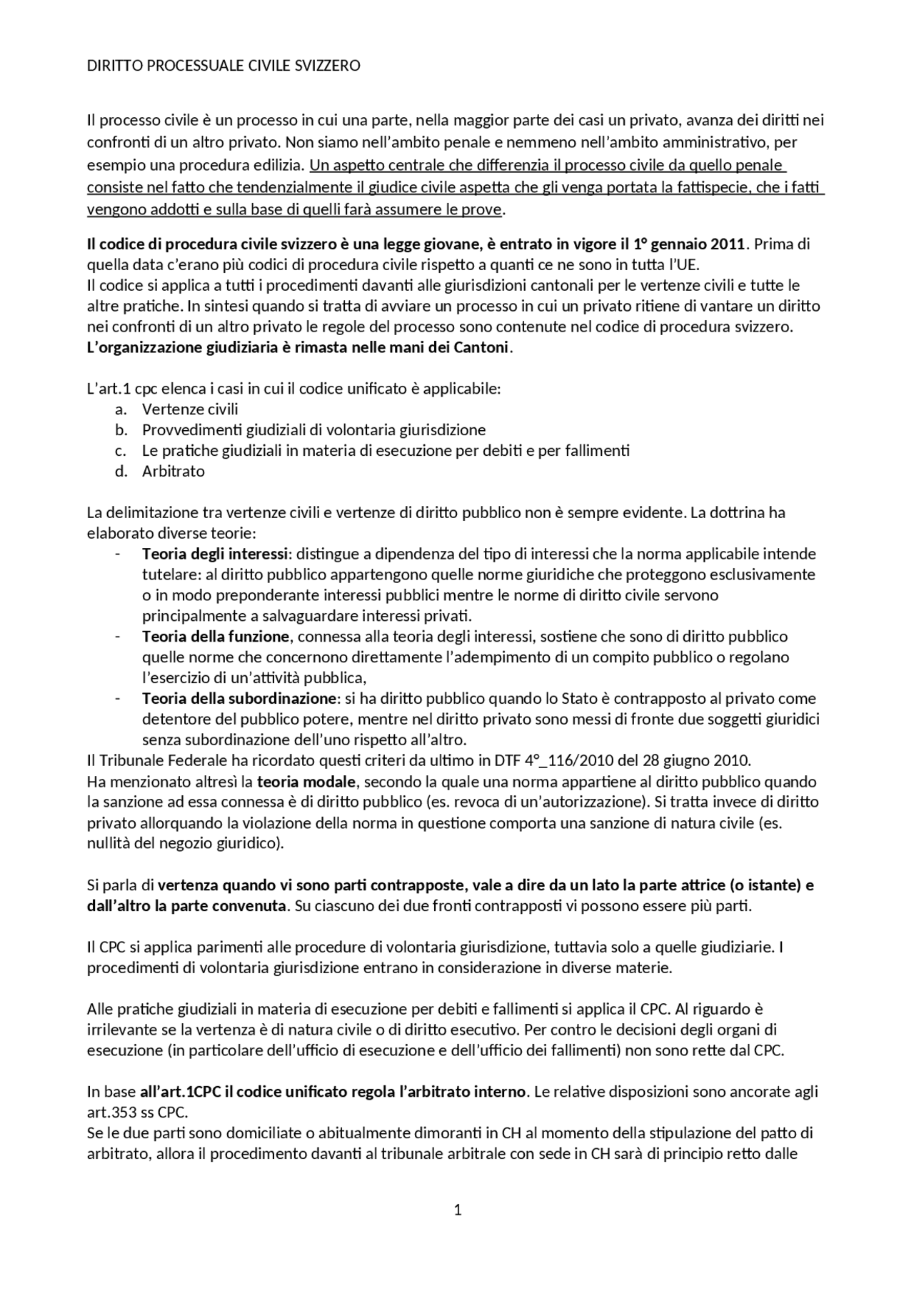 Appunti Di Diritto Processuale Civile Svizzero Docsity