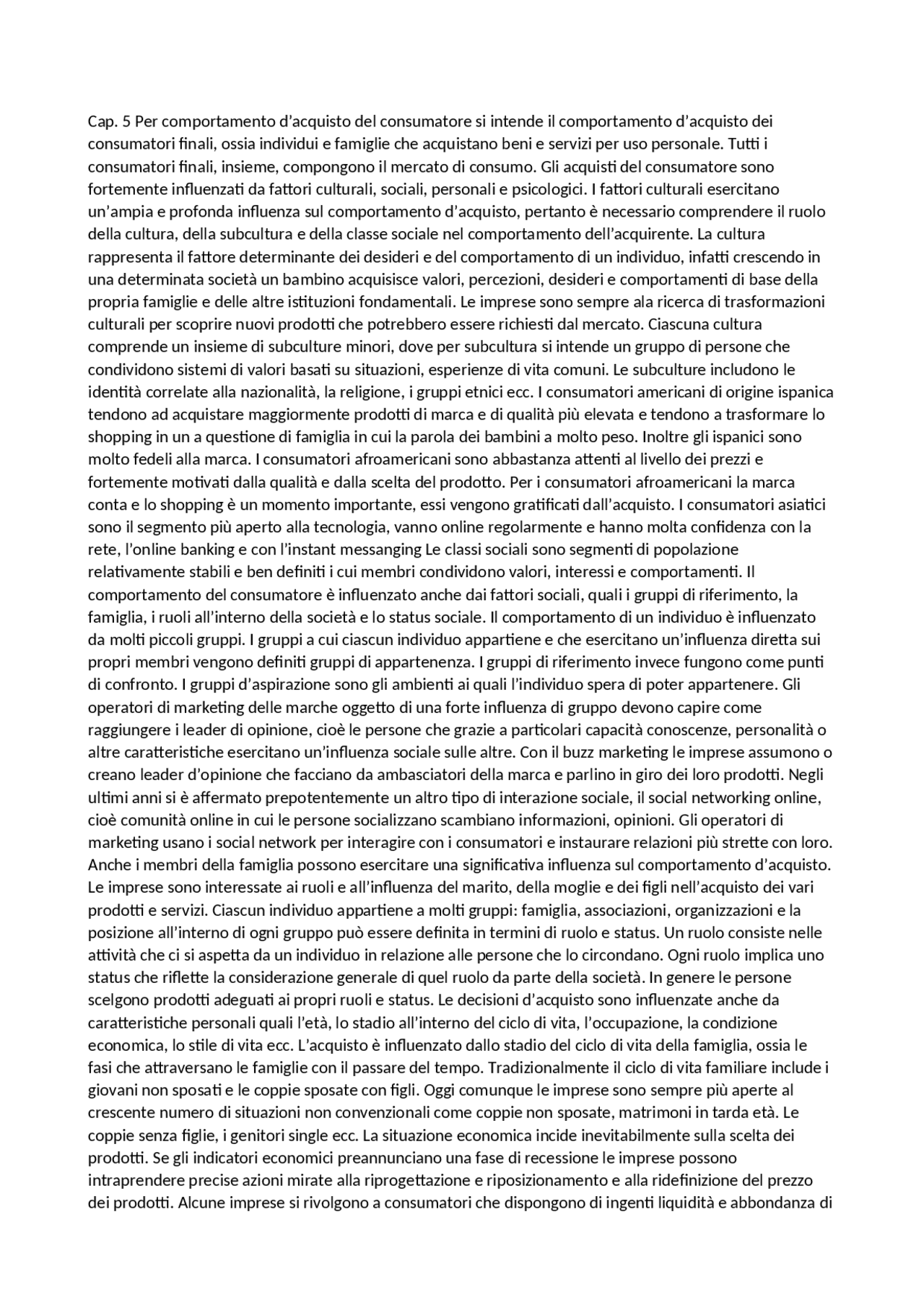 Principi Di Marketing Cap 5 Docsity
