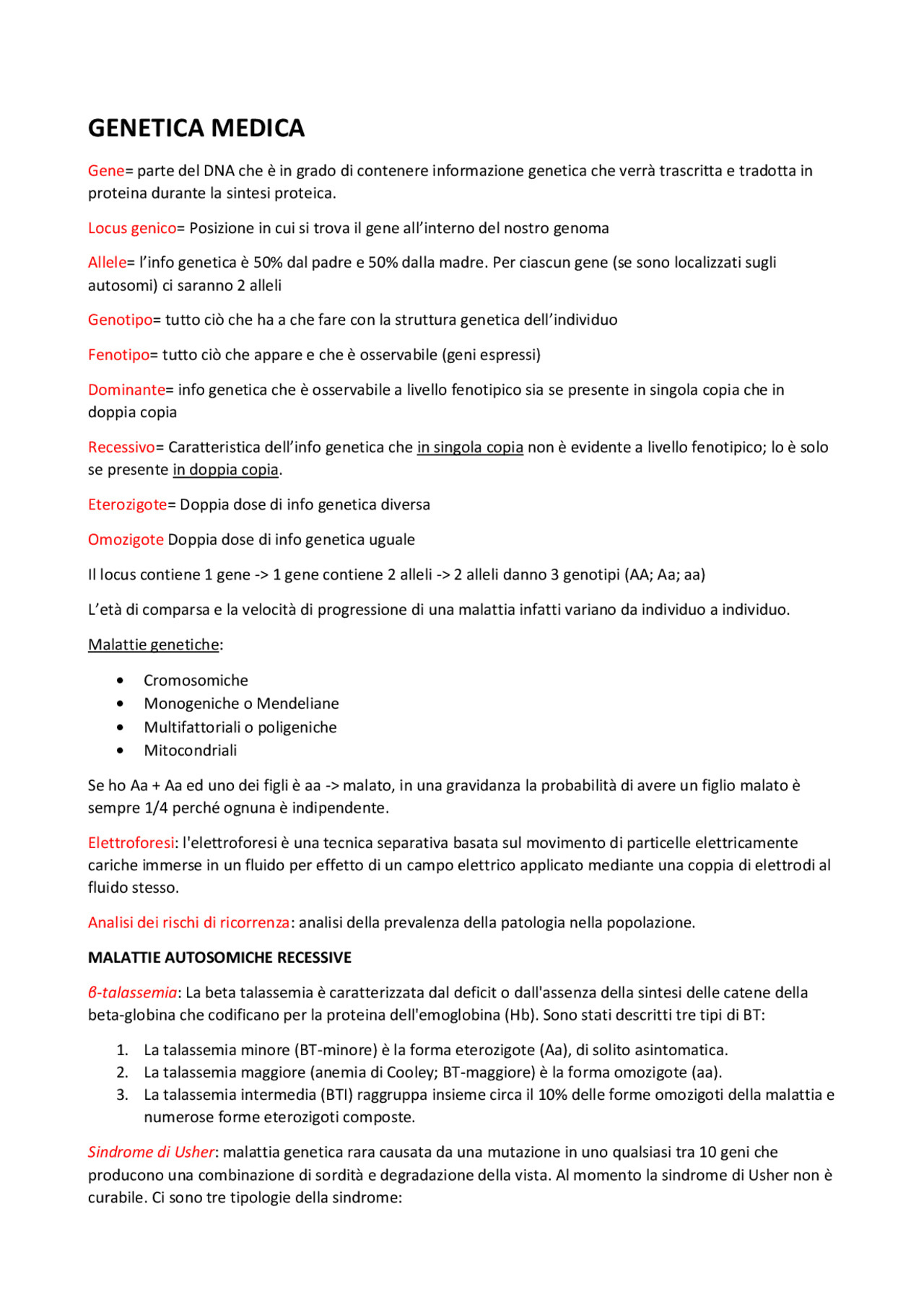 Appunti Di Genetica Medica Docsity