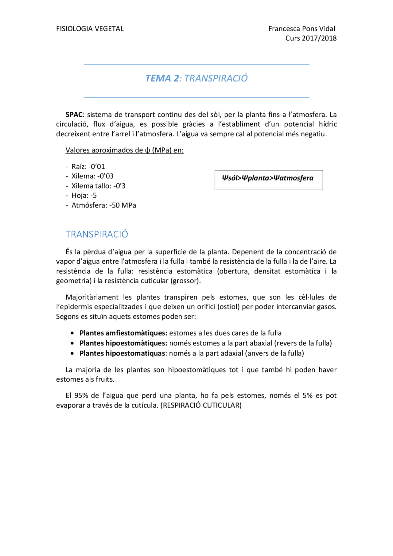 FISIOLOGÍA VEGETAL DE LAS PLANTAS BIOQUÍMICA UB - Docsity