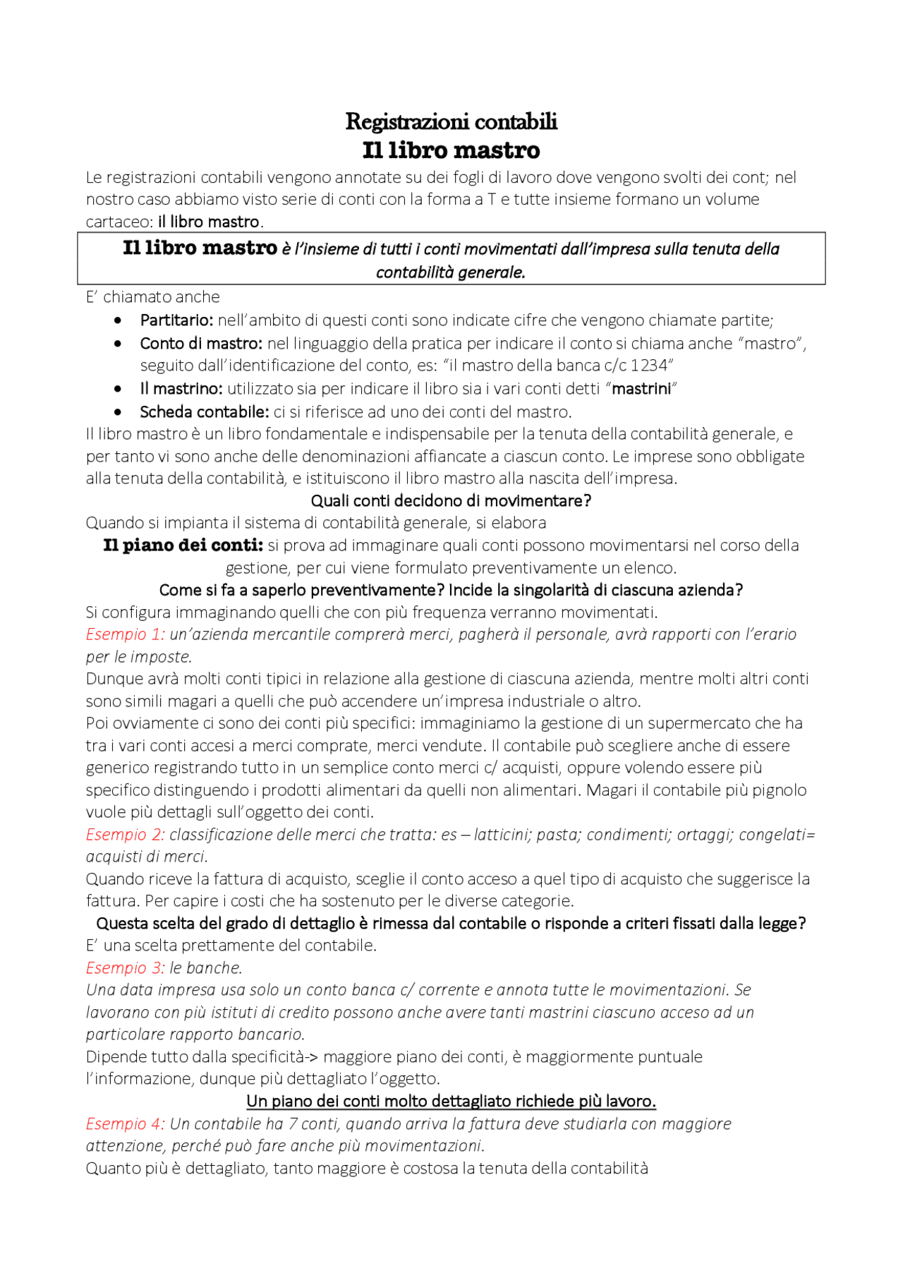 Spiegazione libro mastro e libro giornale | Appunti di Economia ...