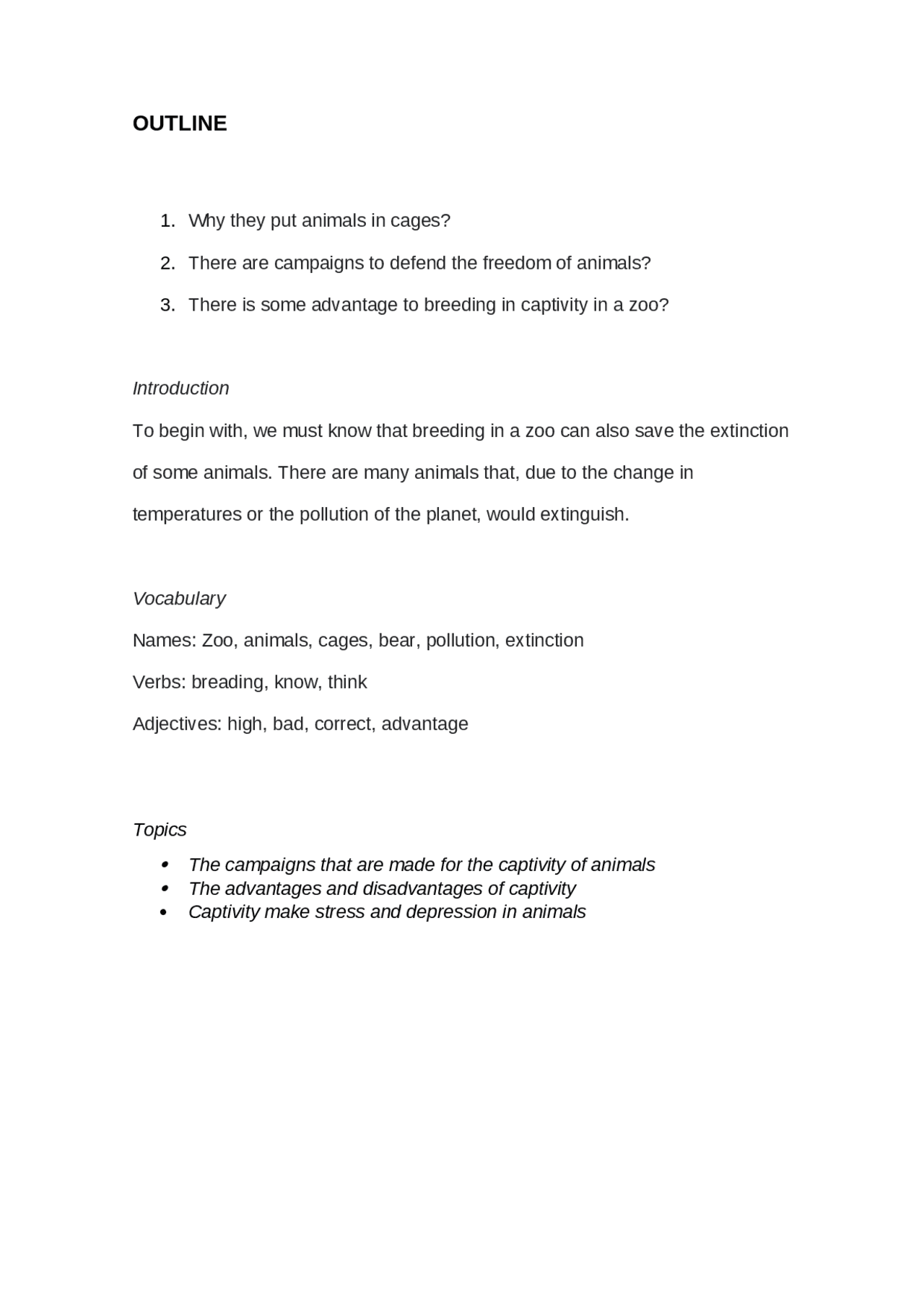 Outline de la redacción de inglés - Docsity