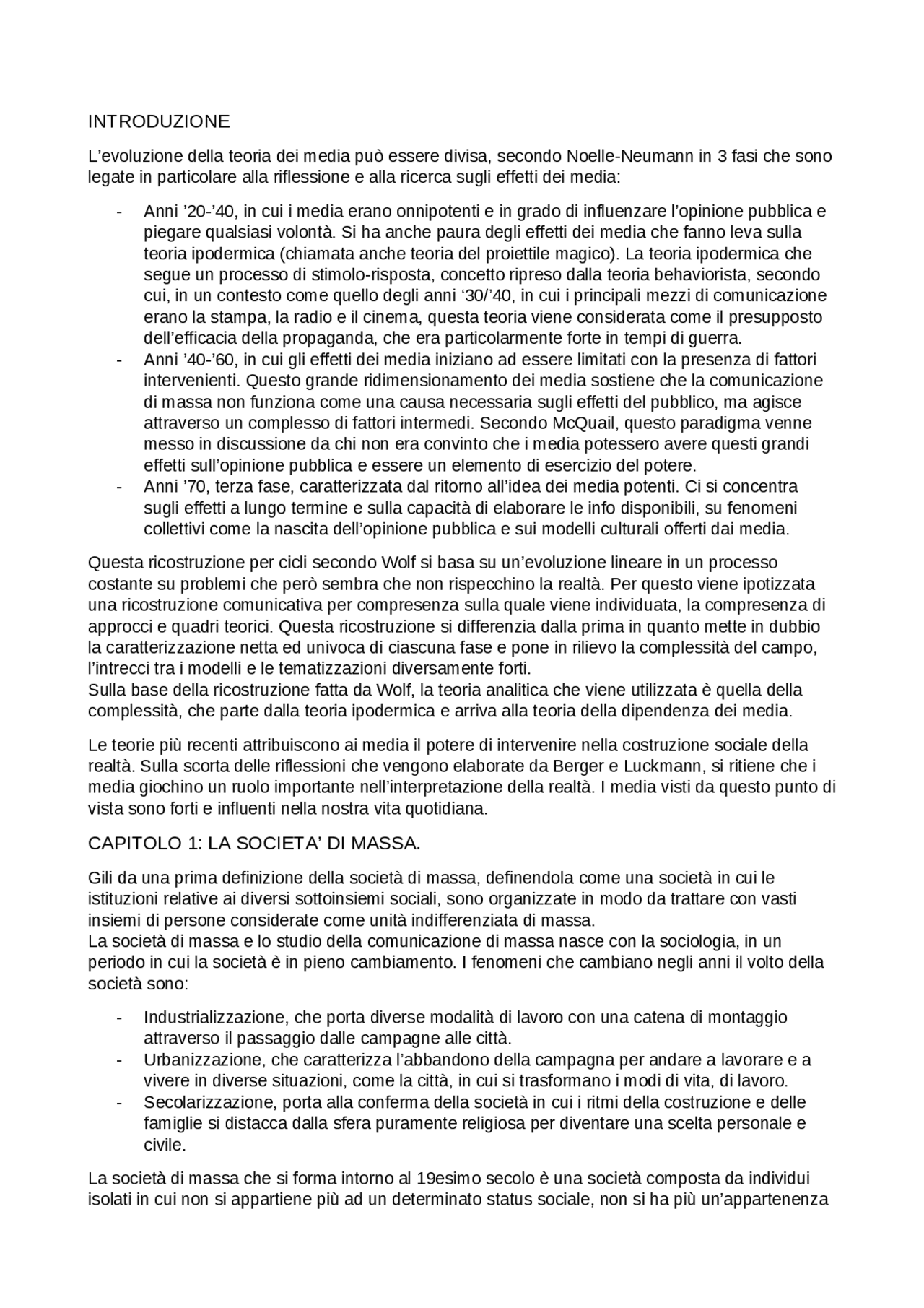 Teorie Della Comunicazione Di Massa E La Sfida Digitale Docsity