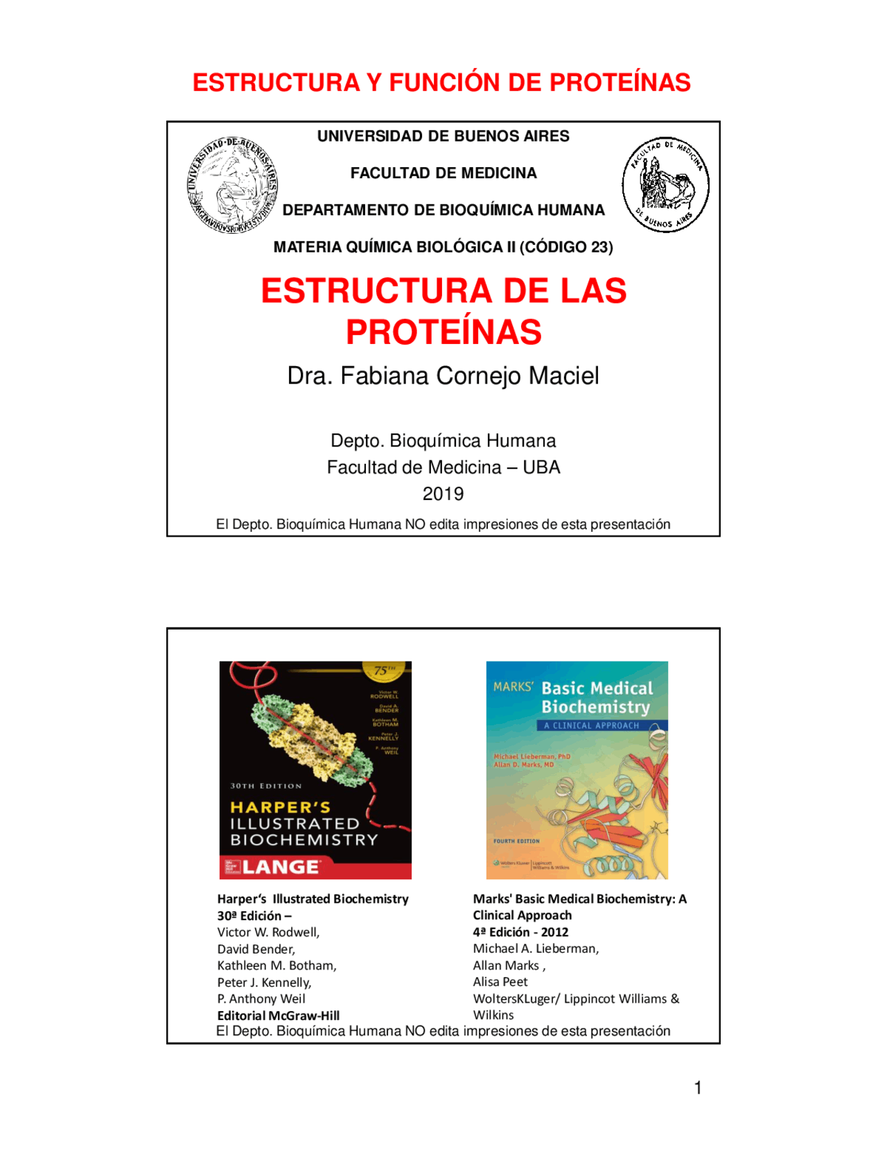 Bioquimica Estructura De Las Proteinas Docsity