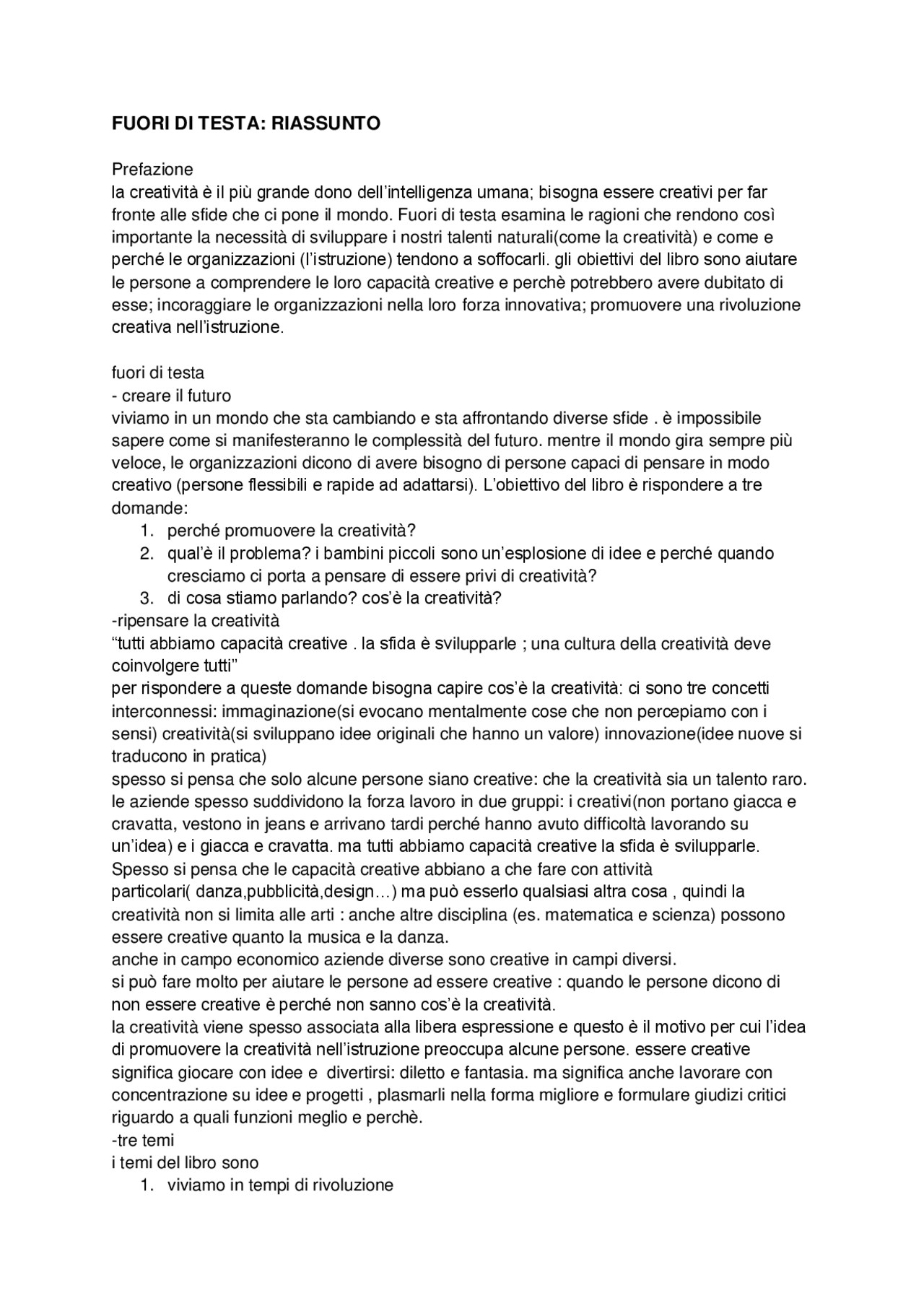 Riassunto Fuori Di Testa Robinson Docsity