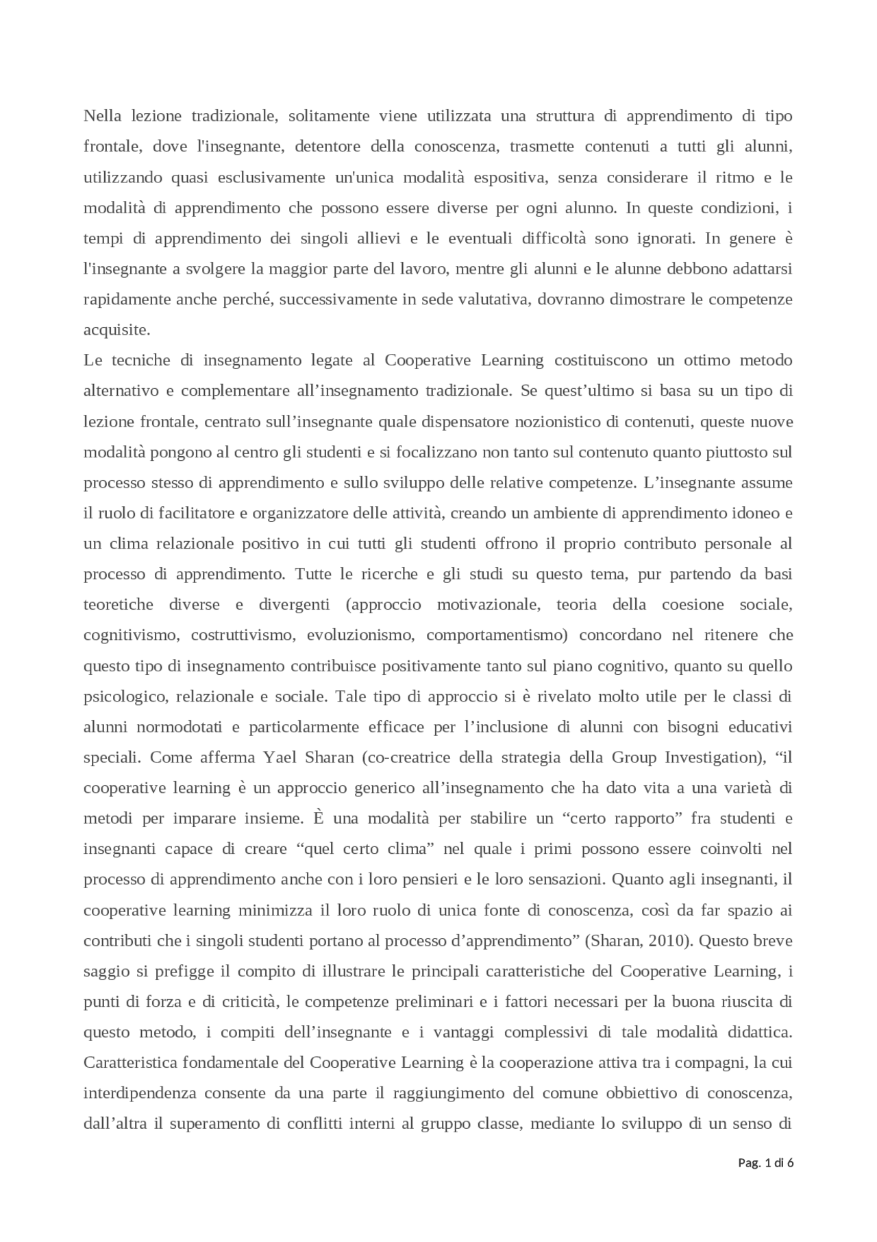 Apprendimento Cooperativo Docsity