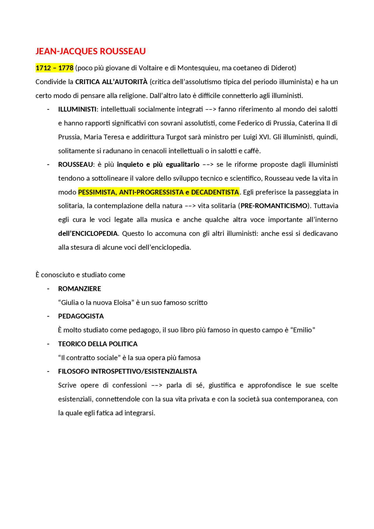 Filosofia Jean Jacques Rousseau Docsity