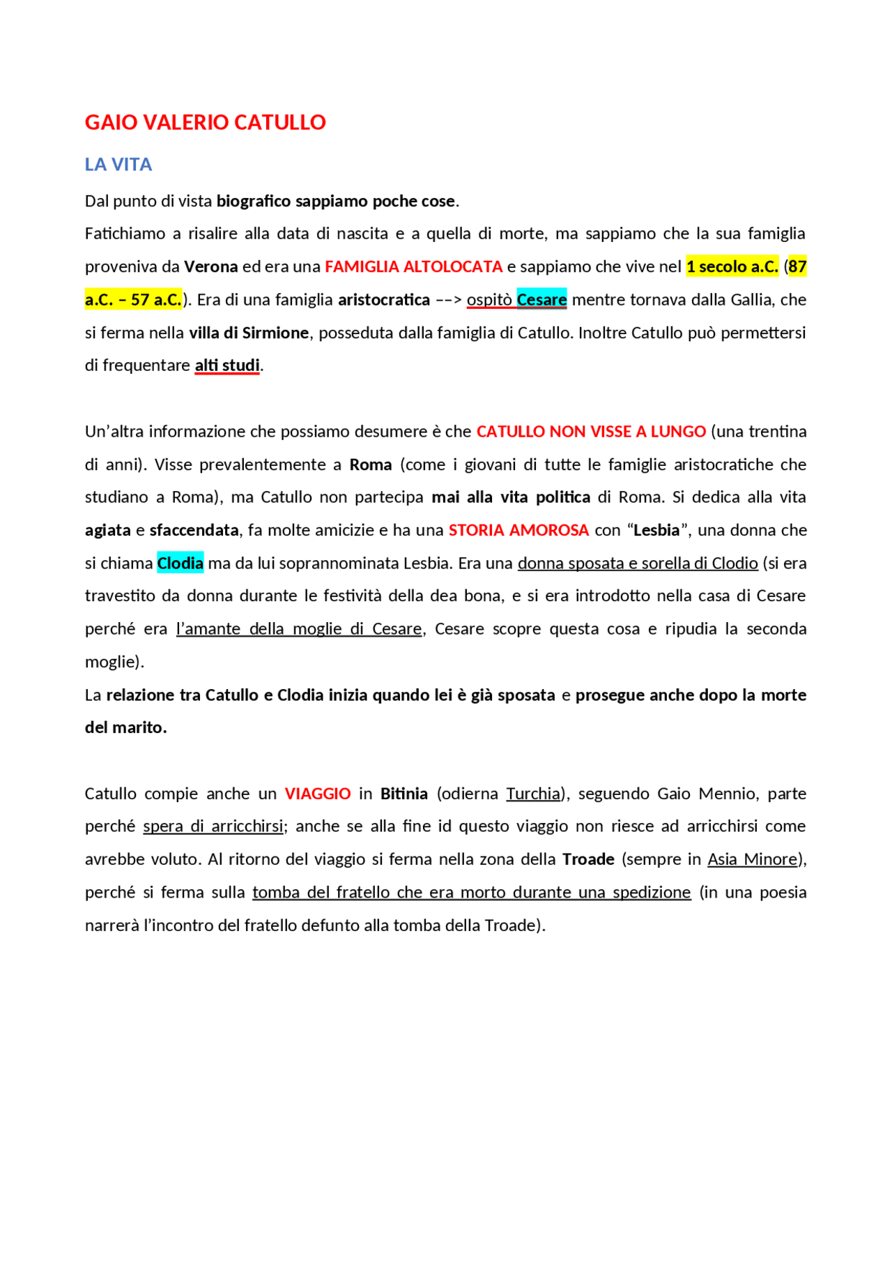 Letteratura Latina Gaio Valerio Catullo Docsity