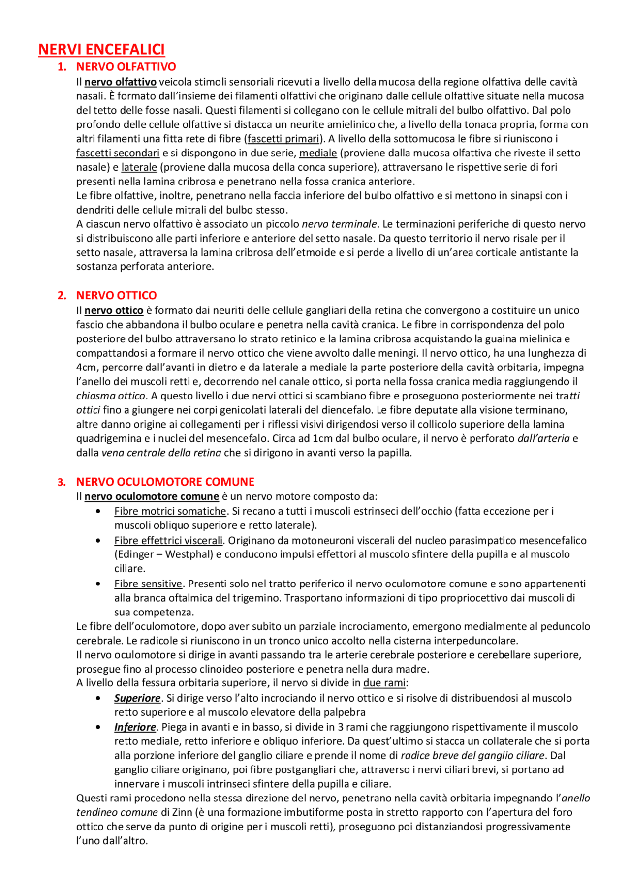 NERVI CRANICI - ANATOMIA 3 - SNP - LIBRO ANASTASI - Docsity