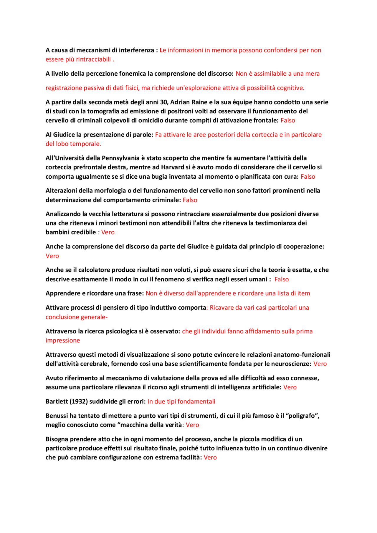 Psicologia Giuridica E Dei Processi Cognitivi Docsity