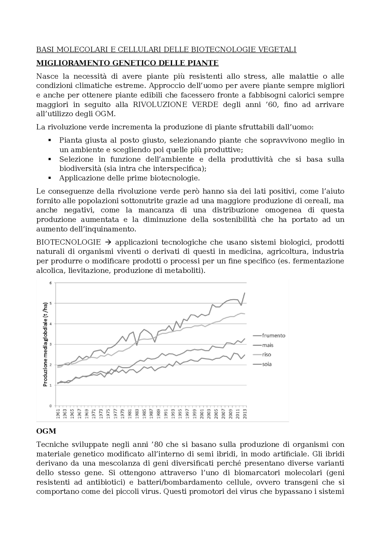 Basi Molecolari E Cellulari Delle Biotecnologie Vegetali Docsity